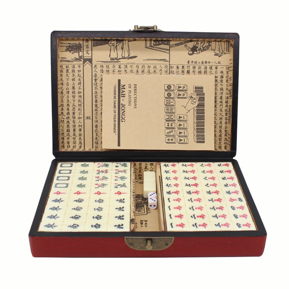 chengsi Portable Mahjong Set With Wooden Case For Travel Or Family Game ...