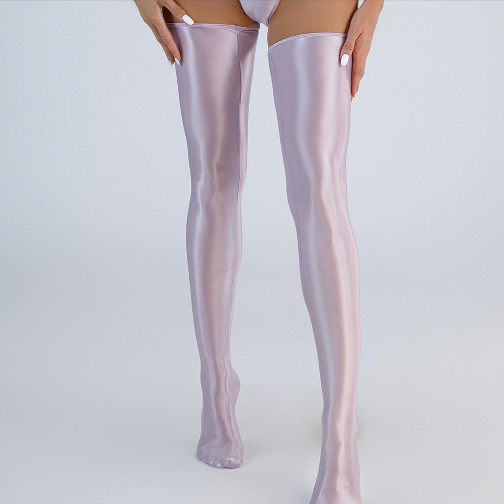 chengsi Sexy Ladies Oil Shiny Glossy High Sheer Stockings For Women Pantyhose Lingerie Over Knee ...
