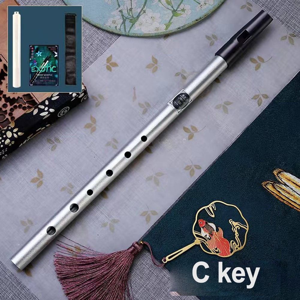 chengsi Tin Whistle Irish Whistle 6 Hole Black+Silver Brass D/C Whistle ...