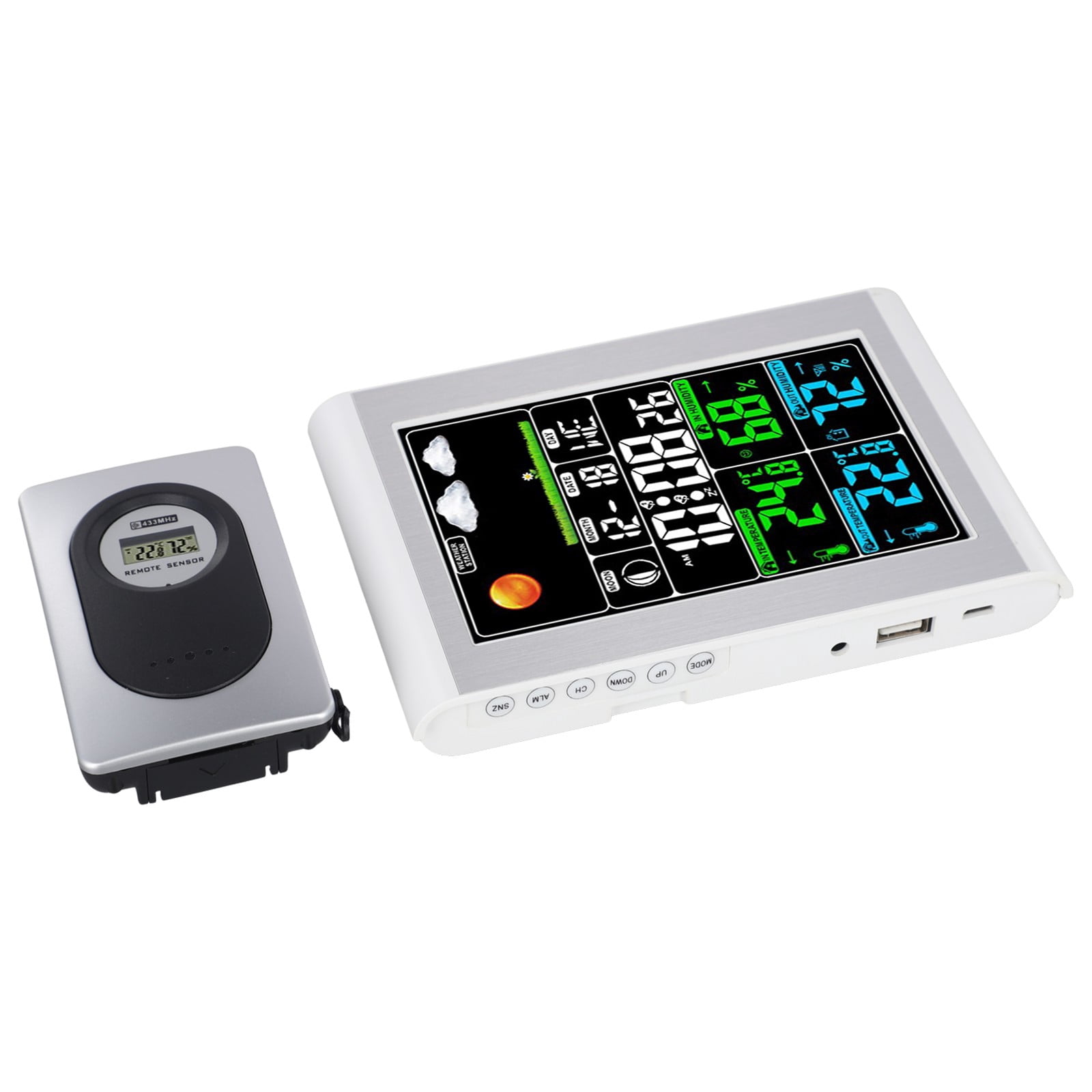 chengsi Wireless Weather Station Clock with Outdoor Sensor digital ...