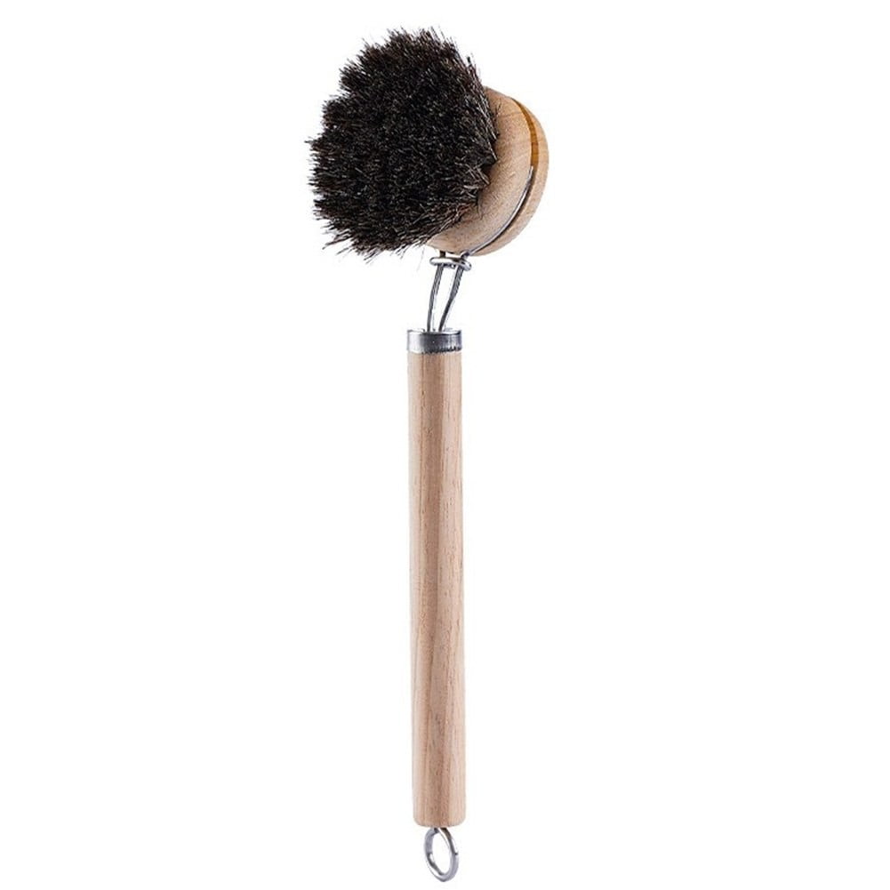 chengsi ~Wooden 1Dish 1Scrub 1Brushes Natural Bristles Kitchen Cleaning ...