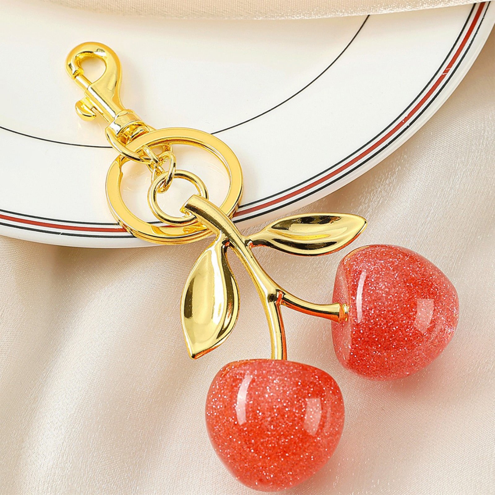 cherries-Shaped Alloy Keychain Pendant | Resin Bag Charm | Spring ...