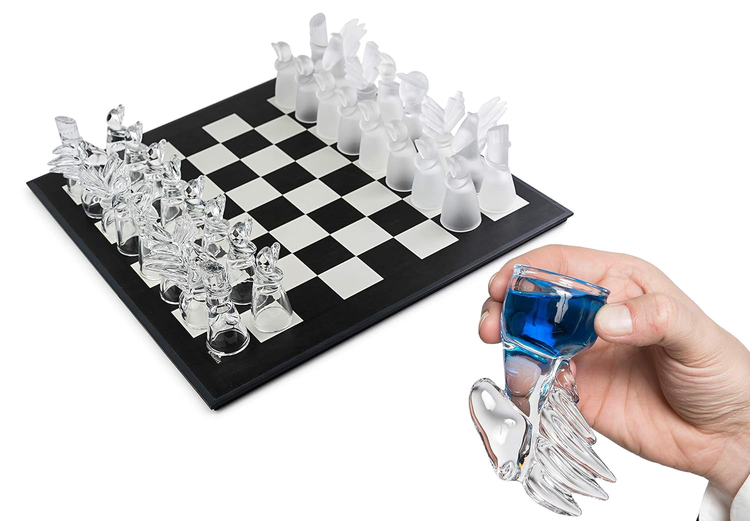 chess board set large Traditional Glass Chess Set Board Drinking Game ...