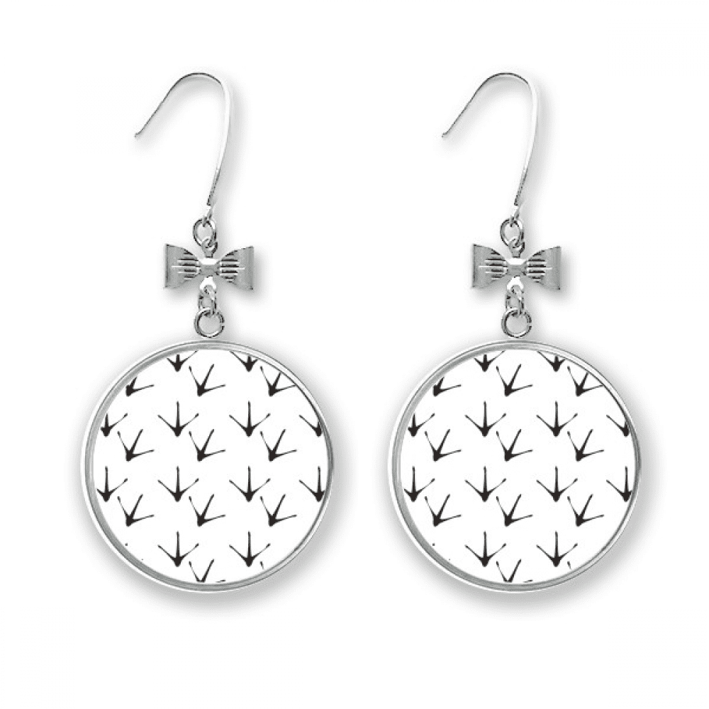 chicken claw footprint outline protect animal bow earrings drop stud ...