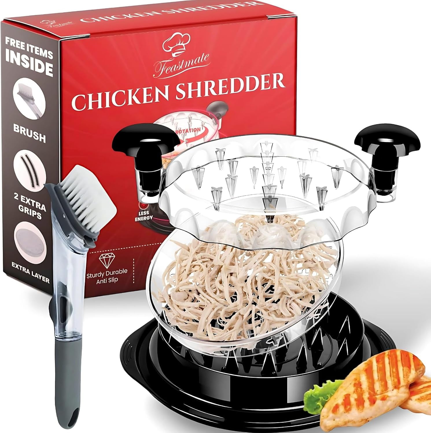 chicken shredder tool twist large 10” meat shredder with 2 extra grips ...