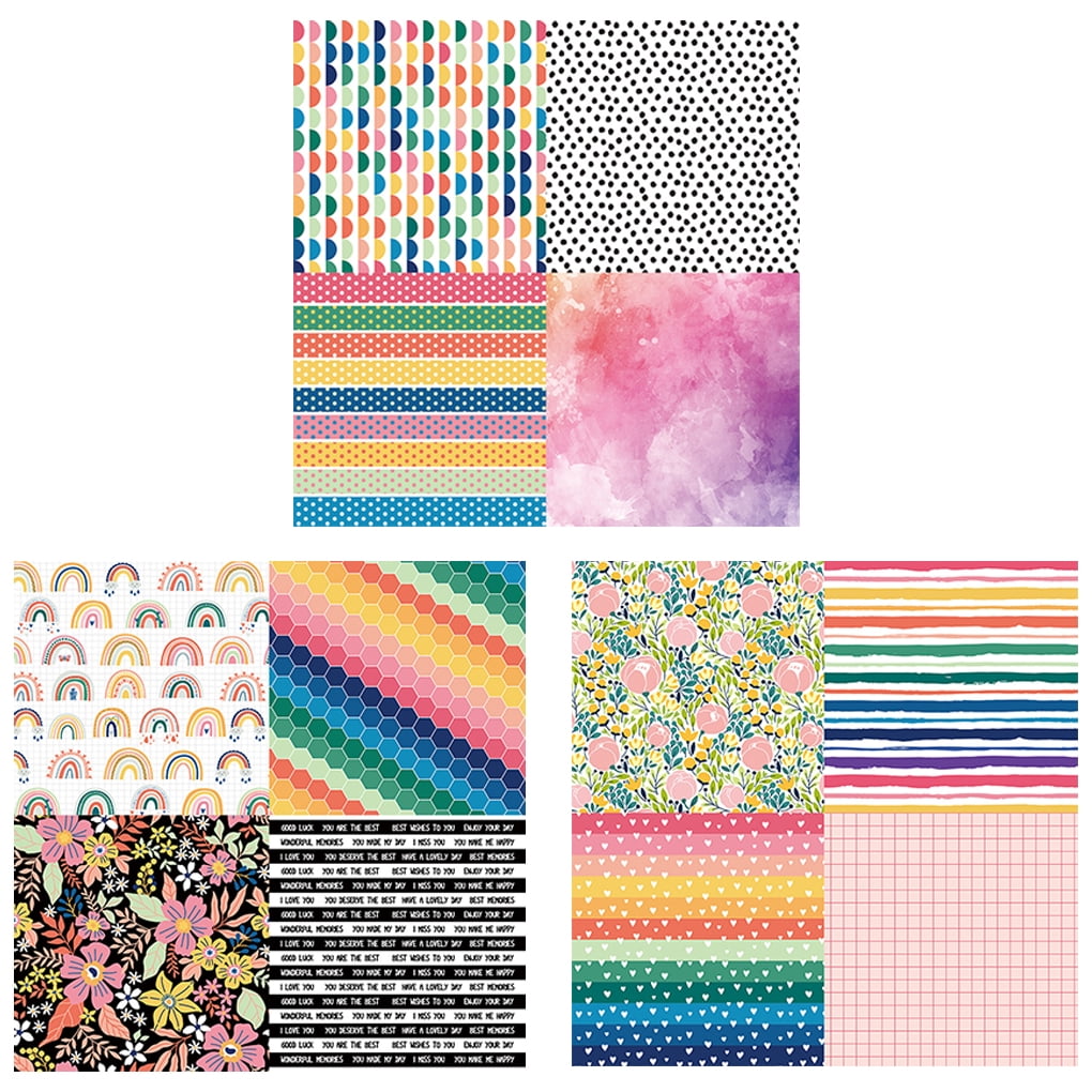 chidgrass 24 Sheets 6 Inch Scrapbooking Paper Colorful Flower Print ...