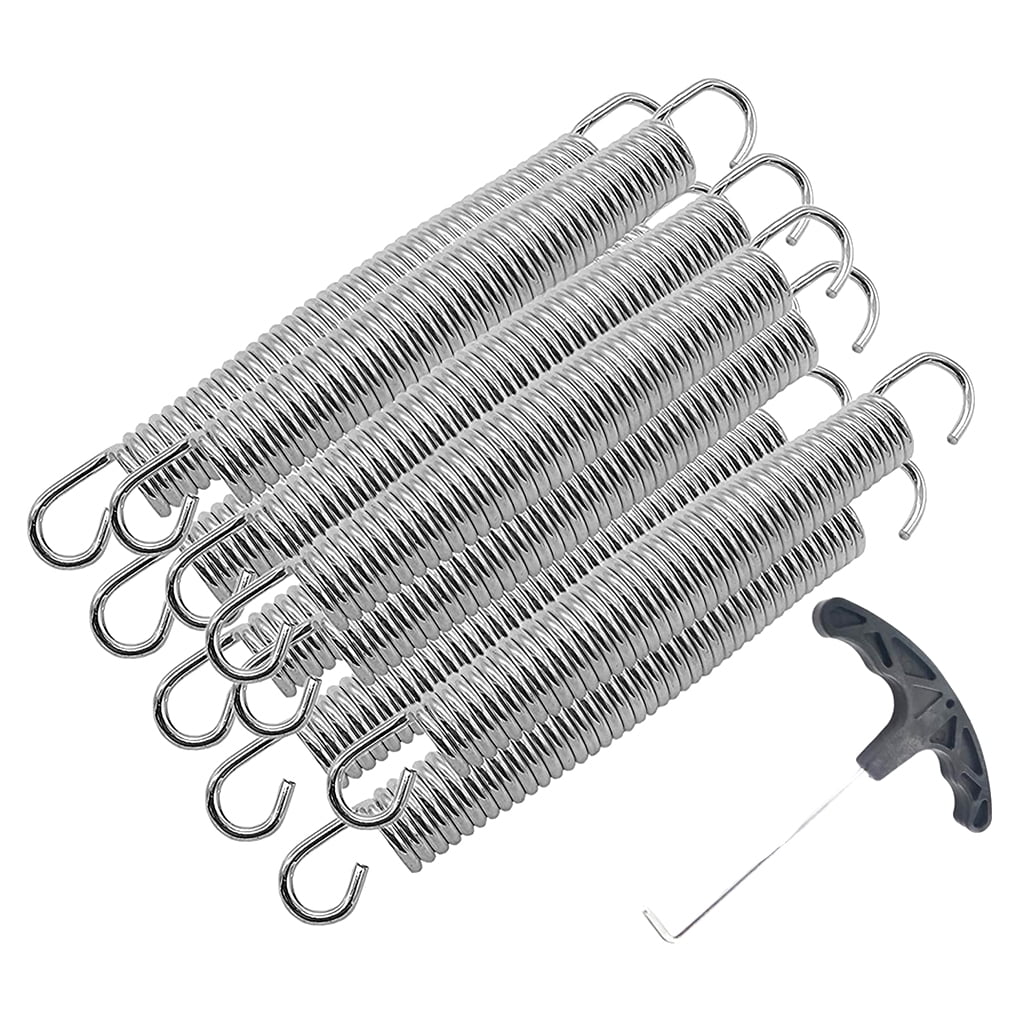 chidgrass Pack of 10 Trampoline Springs Steel Bounce with T Hook Set ...
