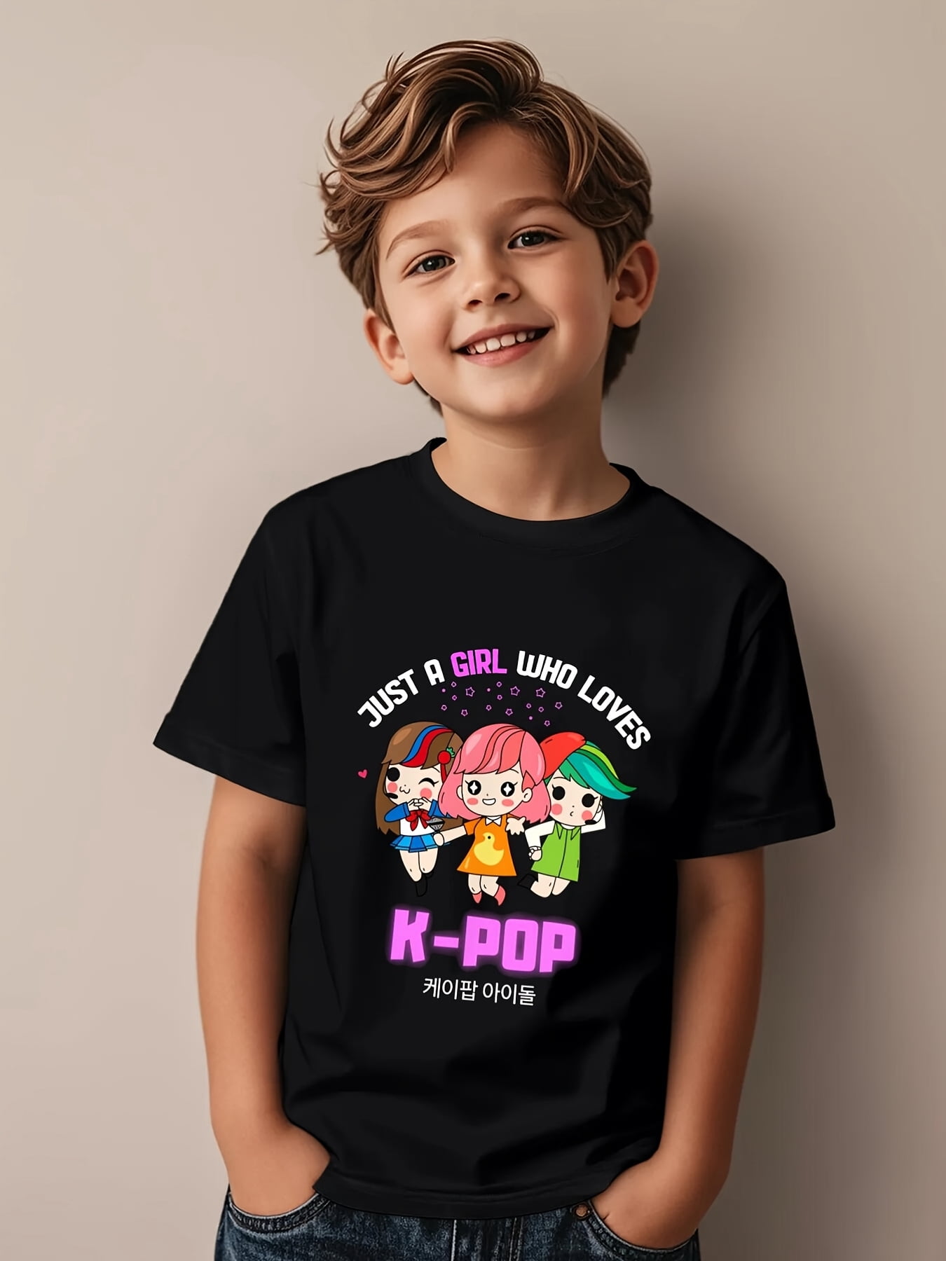 children’s wear Adorable K-Pop Lover Girls' Graphic Tee for Kids, Cute ...