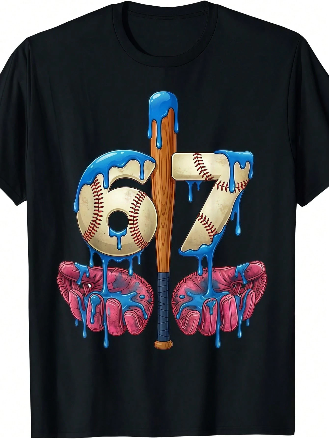 children’s wear Baseball Number 67 Graphic Tee Drip Slime Sports T ...