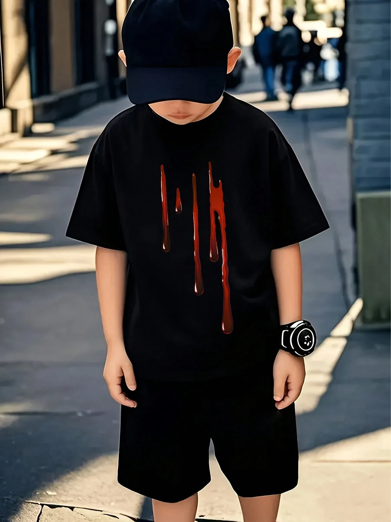children’s wear Boy's Cool Grunge Dripping Paint Graphic T-Shirt ...