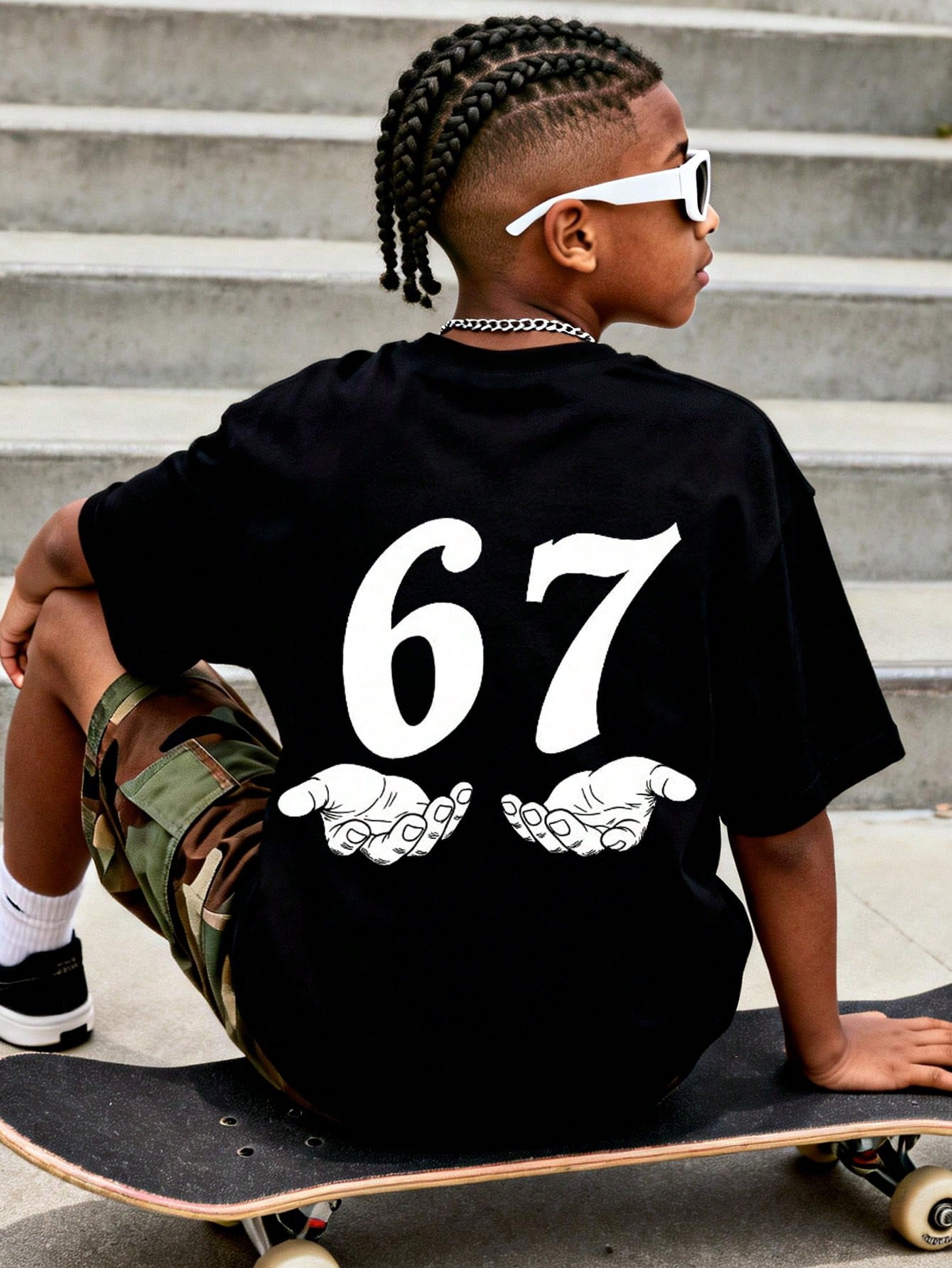 children’s wear Boys Graphic T-Shirt Number 67 Cartoon Hands Print ...
