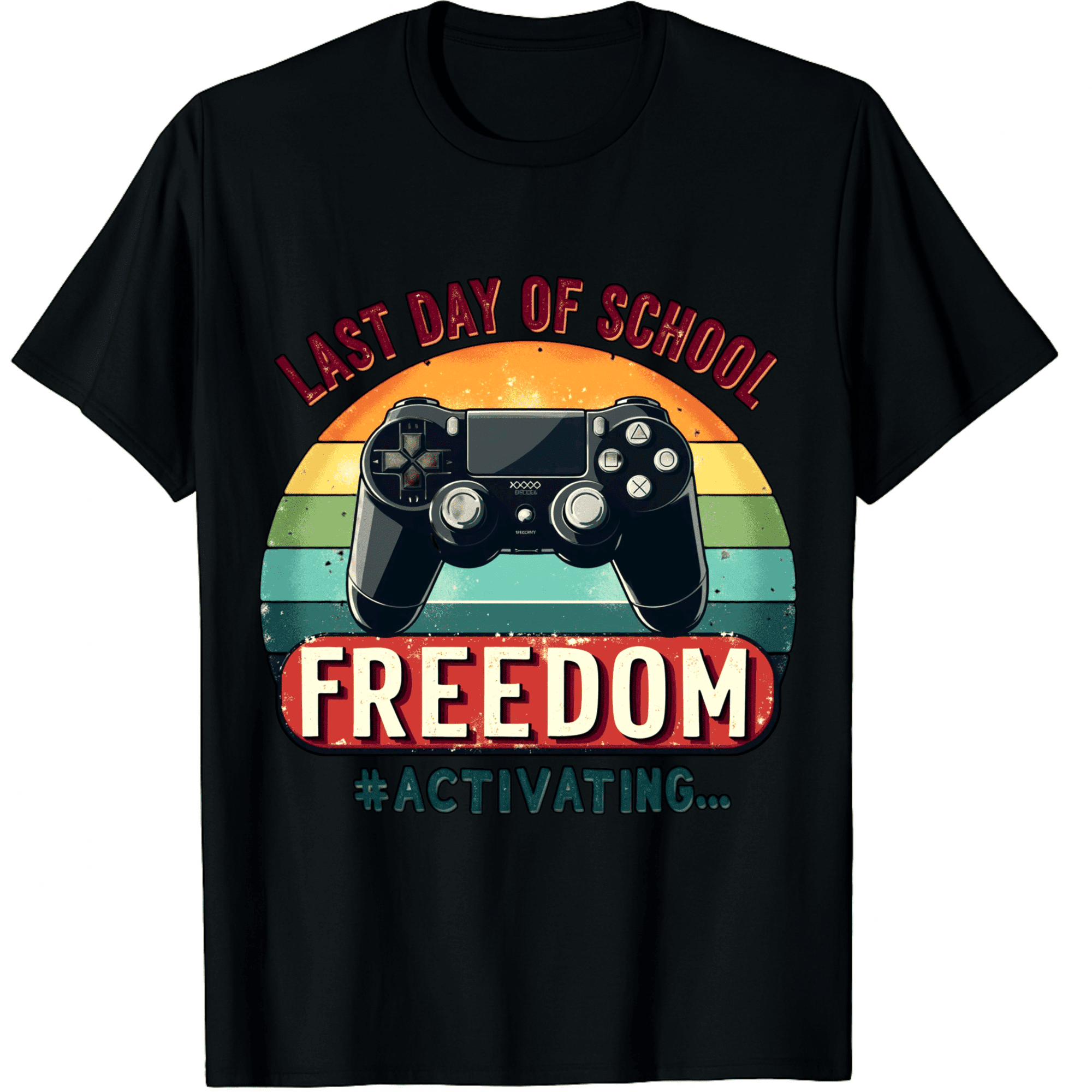 children’s wear Boys Retro Last Day Of School Freedom Gamer T-Shirt ...