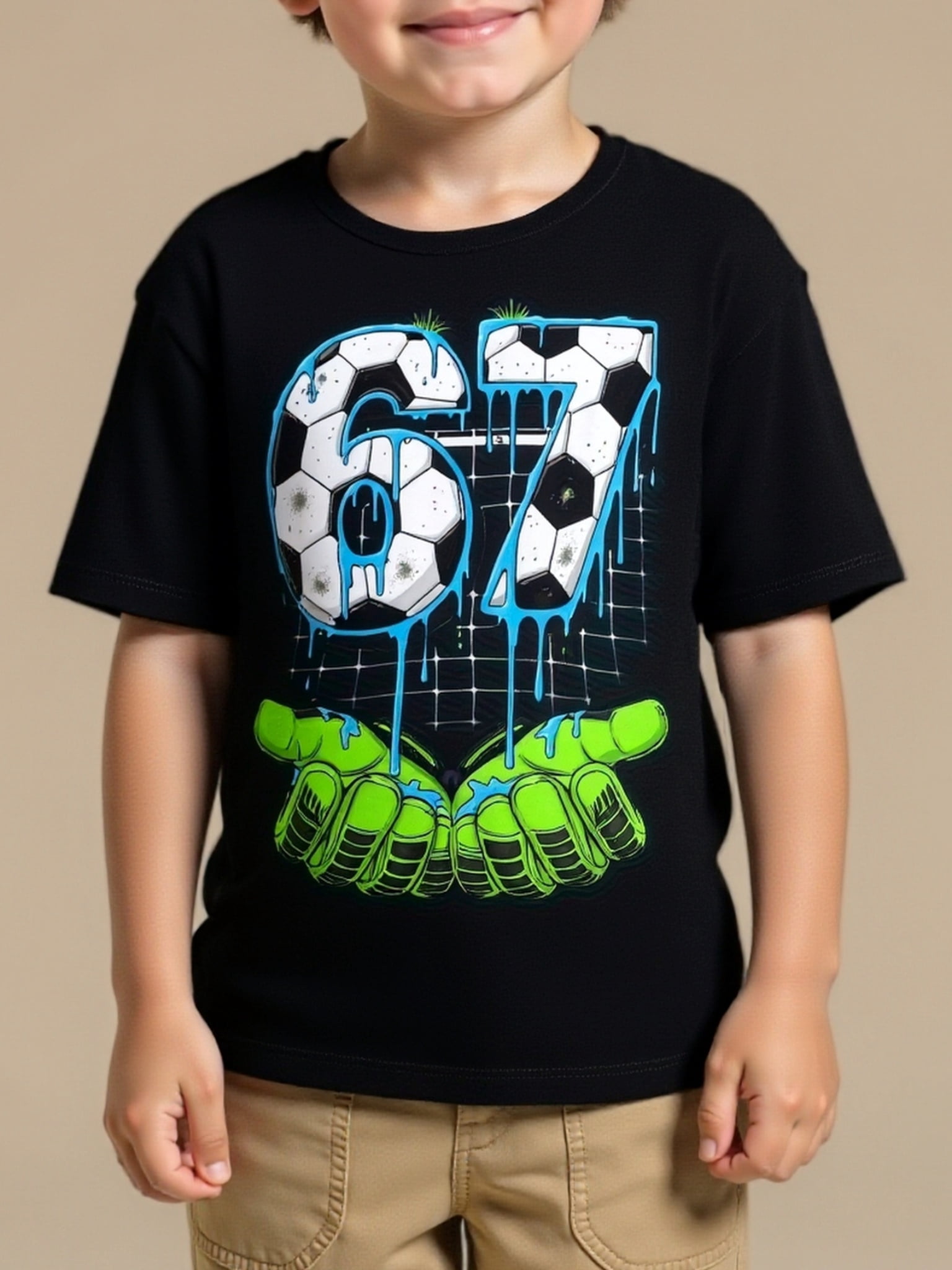 children’s wear Cool Boys Soccer Goalie Number 67 Drip Graphic T-Shirt ...