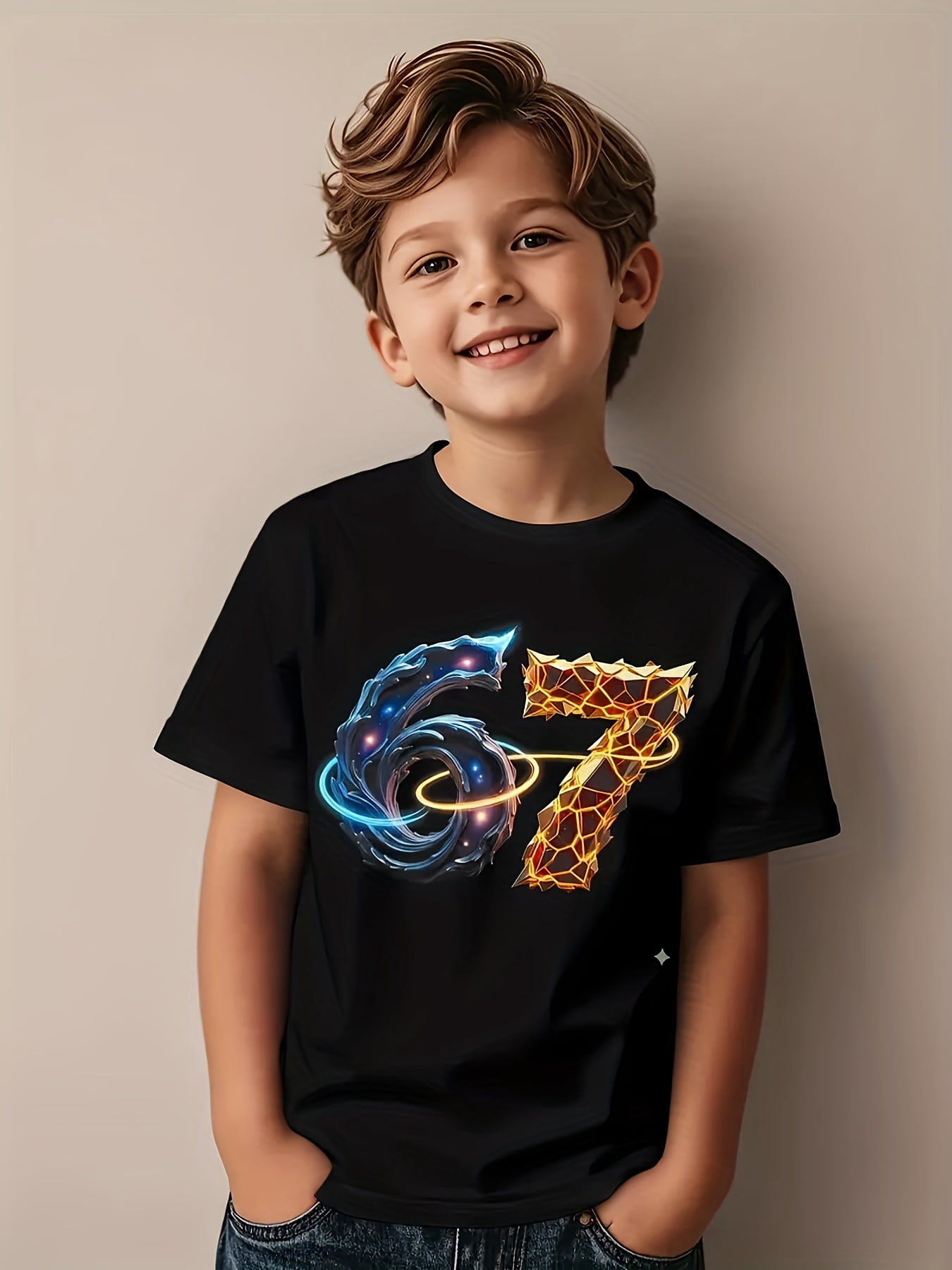 children’s wear Cool Cosmic Galaxy Number 67 Graphic Tee for Boys ...