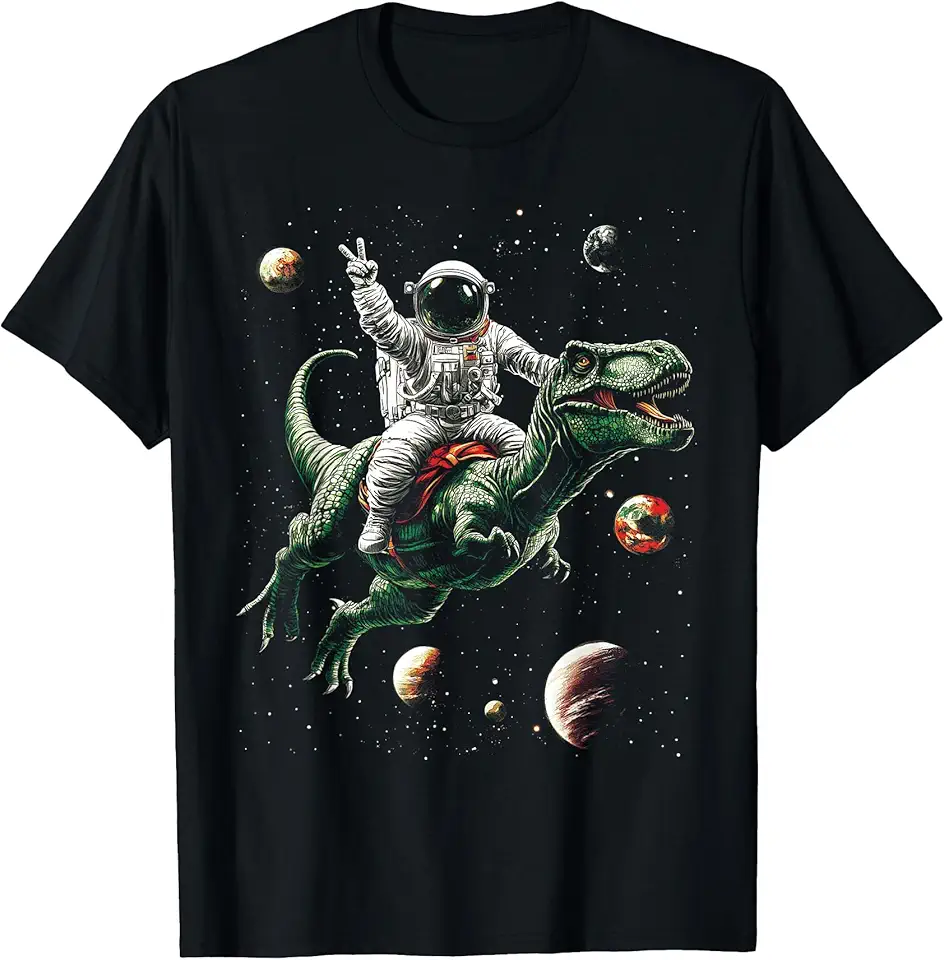 children’s wear Cool Kids Astronaut Riding T-Rex Dinosaur in Space ...