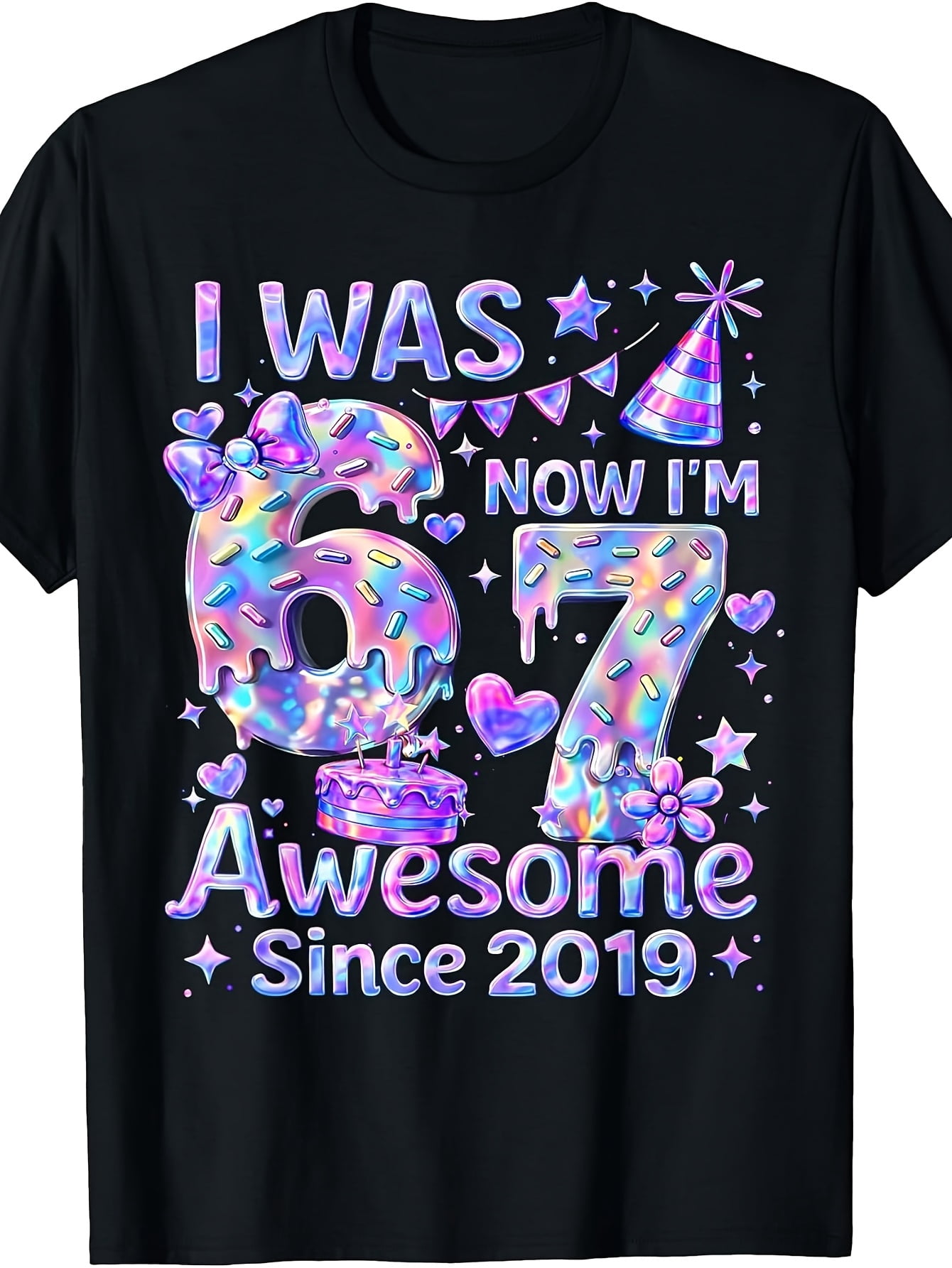 children’s wear Cute 7th Birthday Girls Donut Theme Graphic T-Shirt I ...