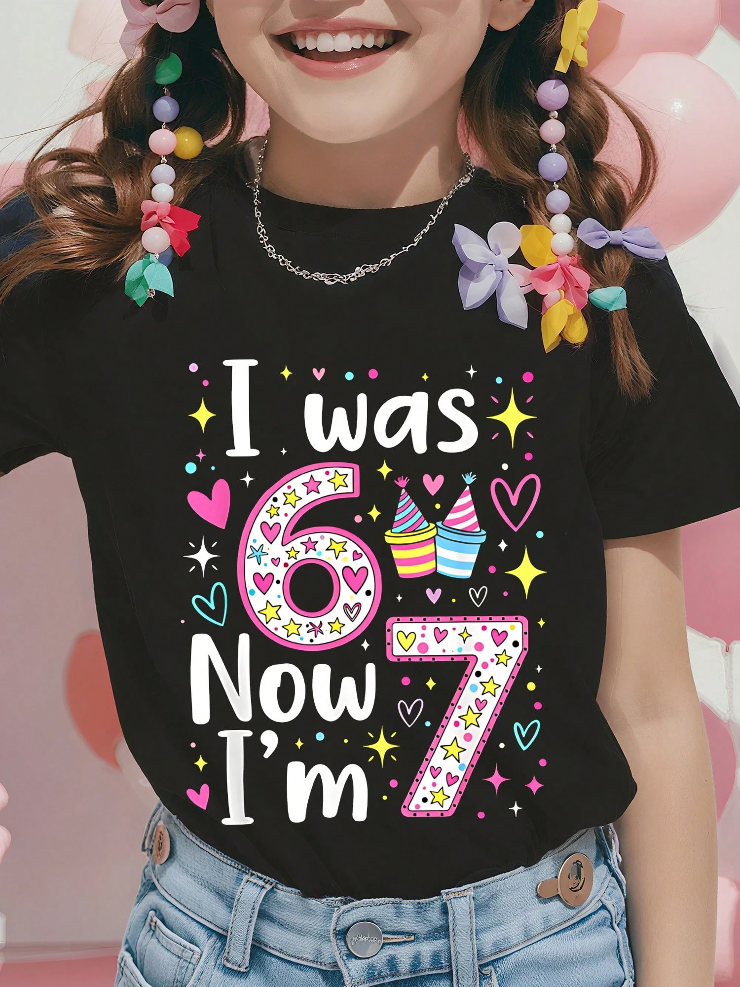 children’s wear Cute 7th Birthday T-Shirt for Girls, I Was 6 Now I'm 7 ...