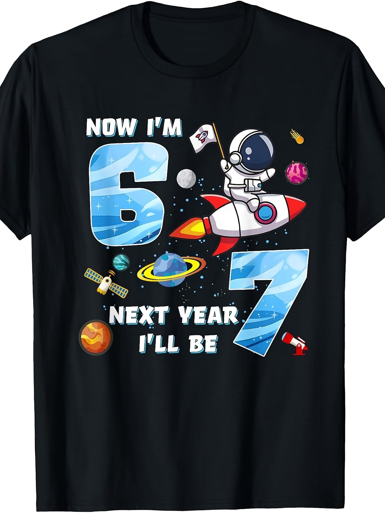 children’s wear Cute Astronaut 6th Birthday Kids T-Shirt, Now I'm 6 ...