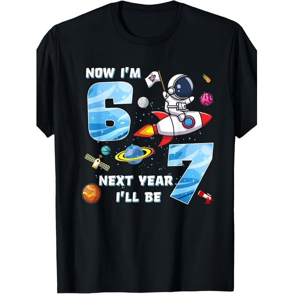 children’s wear Cute Astronaut 6th Birthday Kids T-Shirt, Now I'm 6 ...