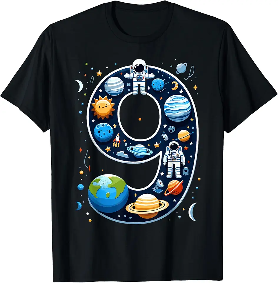 children’s wear Cute Astronaut Planets Outer Space 9th Birthday Graphic ...