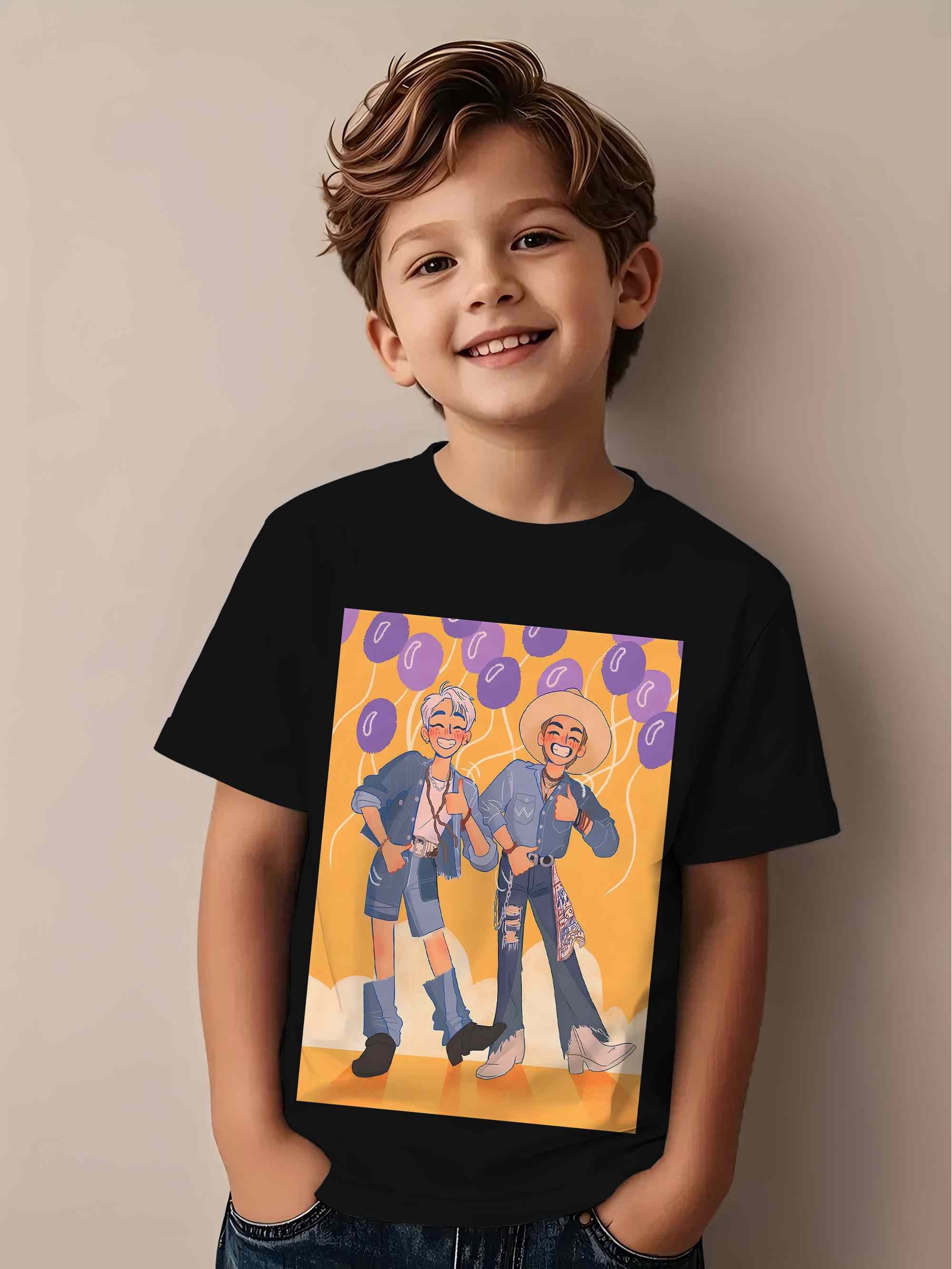 children’s wear Cute Cartoon Boys Graphic T-Shirt, Happy Friends Thumbs ...