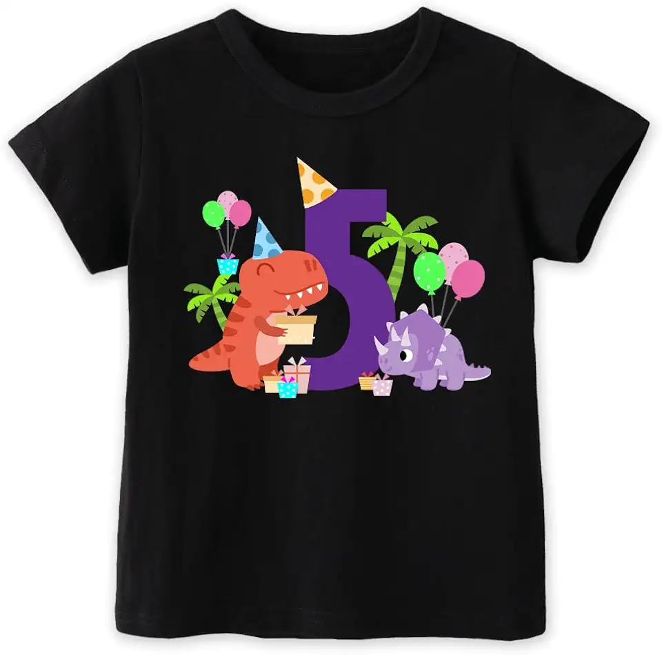 children’s wear Cute Dinosaur 5th Birthday Shirt for Boys and Girls ...