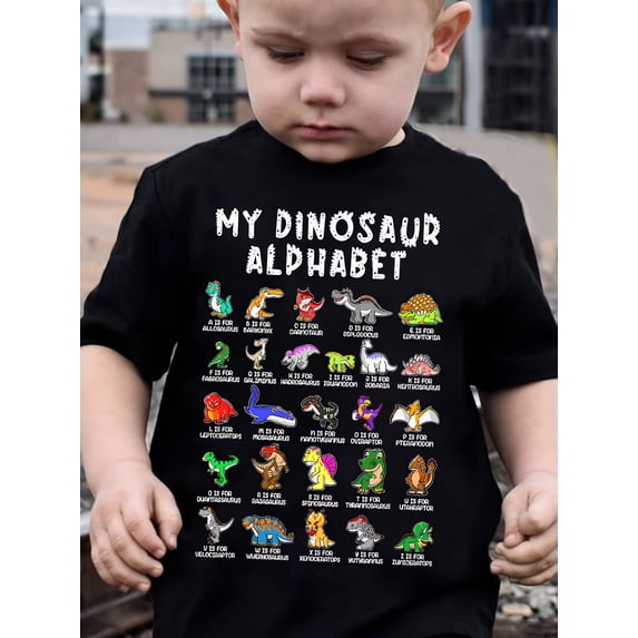 children’s wear Cute Educational Dinosaur Alphabet Learning Graphic T ...