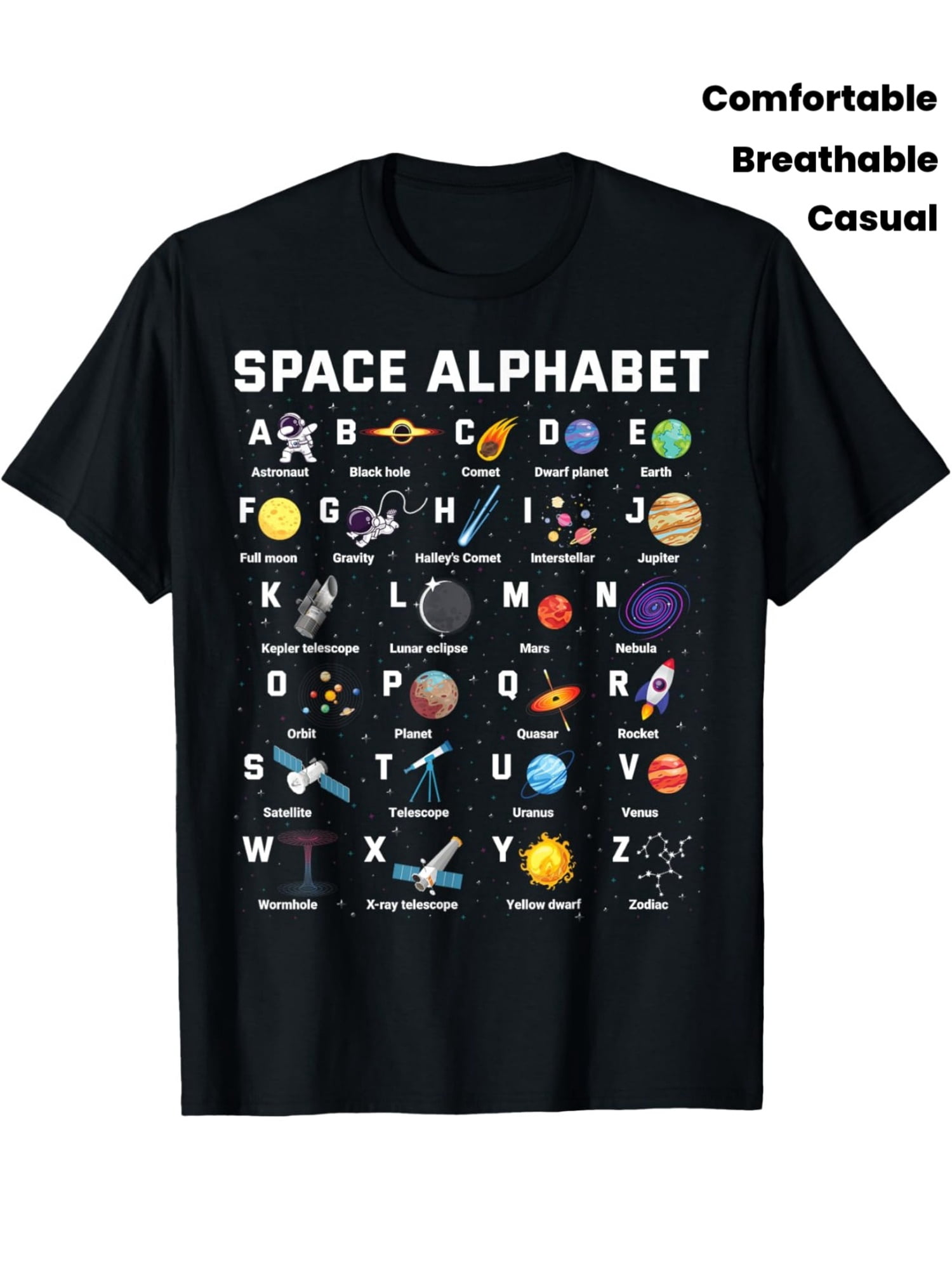 children’s wear Cute Educational Space Alphabet Planets Galaxy ...