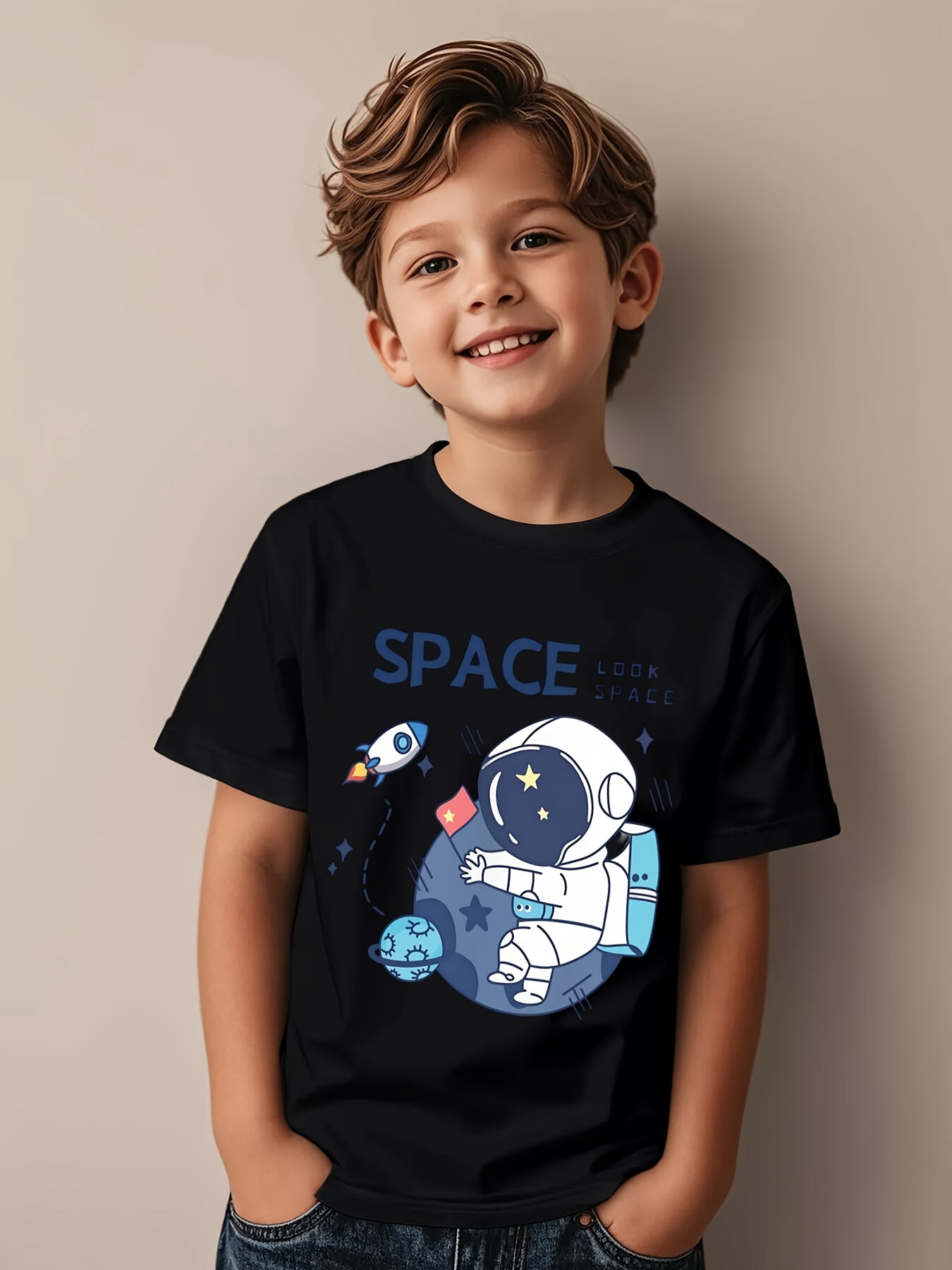 children’s wear Cute Funny Astronaut Space Planet Rocket Graphic Tee ...