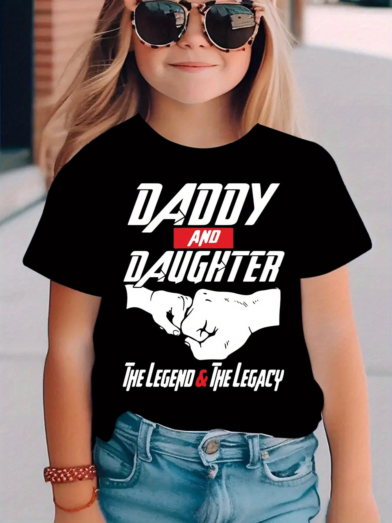 children’s wear Cute Kids Girls Daddy and Daughter Fist Bump T-Shirt ...