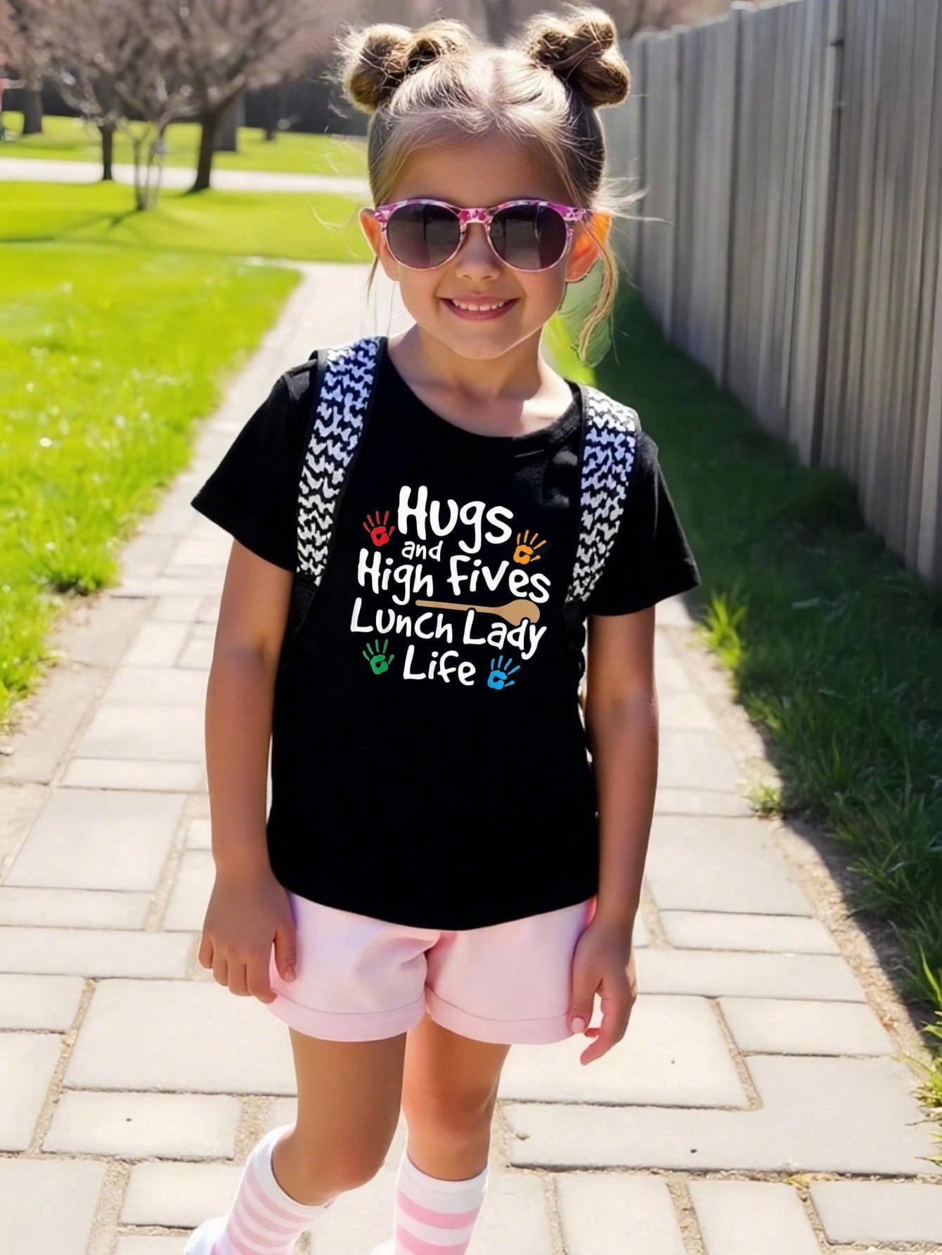 children’s wear Cute Retro Hugs and High Fives Lunch Lady Life Graphic ...