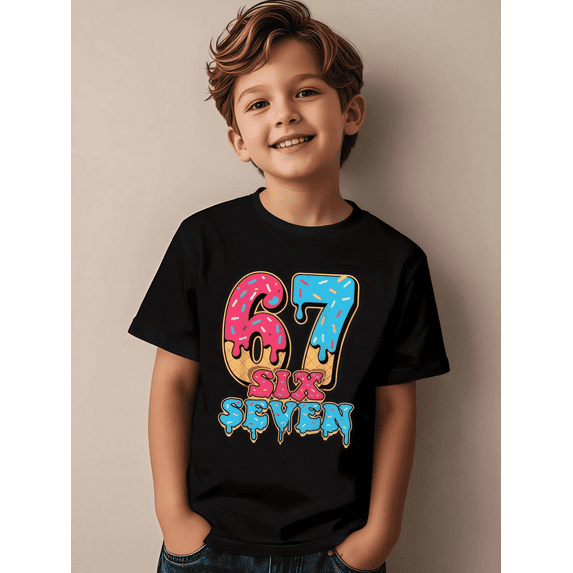 children’s wear Cute Retro Sweet Donut Number 67 Birthday T-Shirt for ...
