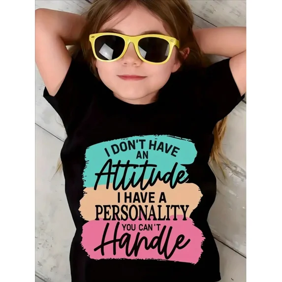 children’s wear Cute Sassy Girls' Graphic T-Shirt with Funny 'I Don't ...