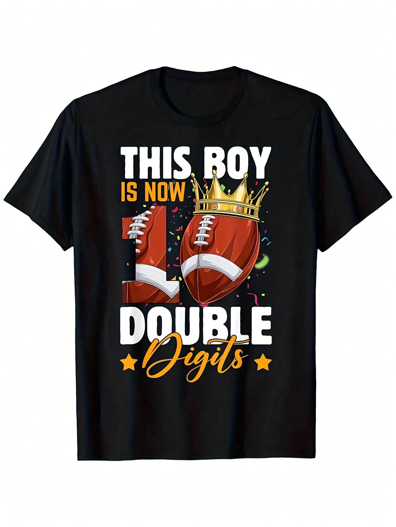 children’s wear Funny 10th Birthday Boys Football T-Shirt Double Digits ...
