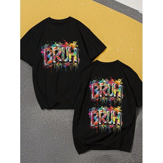 children’s wear Funny BRUH Graffiti Paint Splatter T-Shirt for Boys and ...