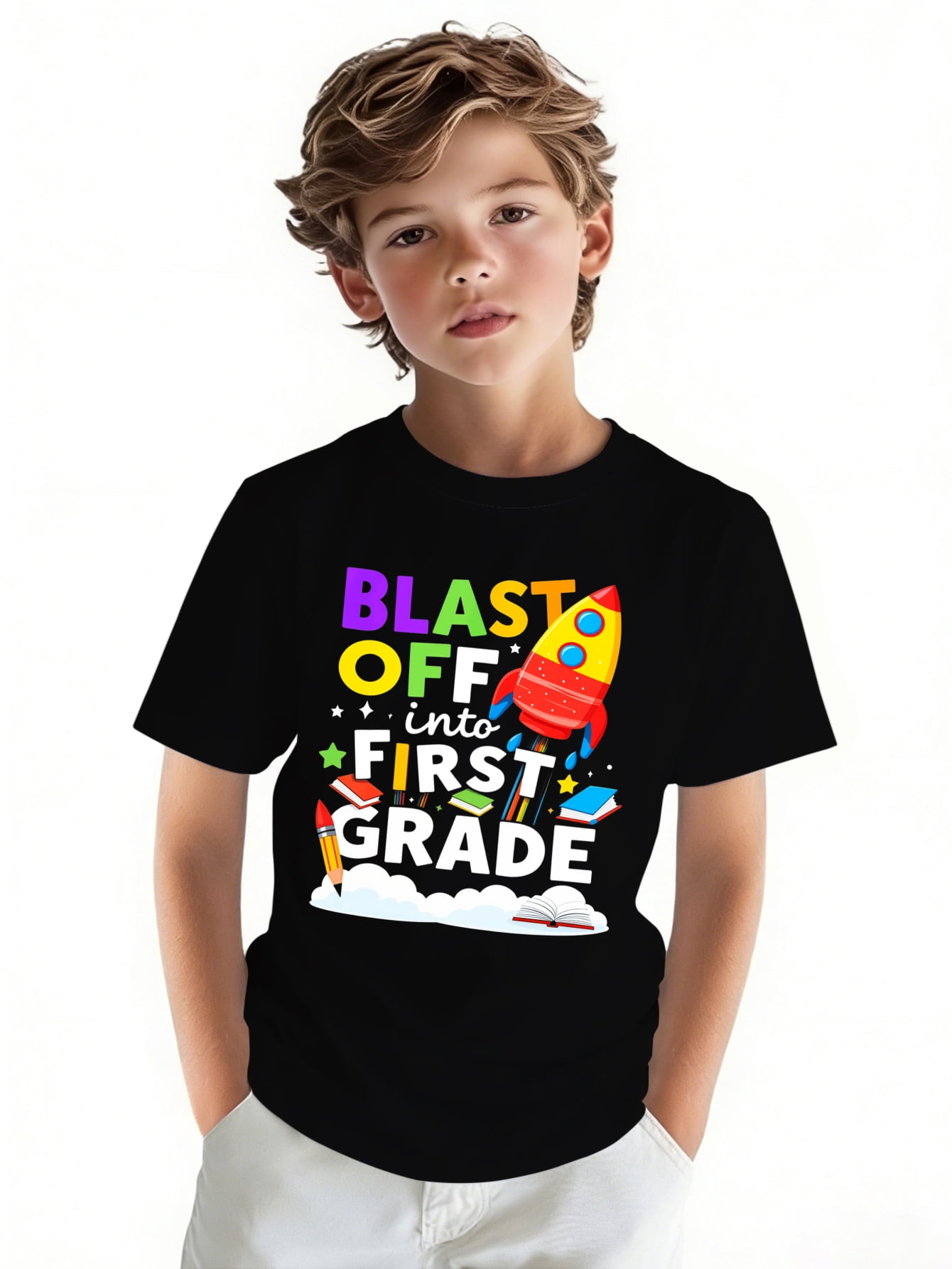 children’s wear Funny Boys Back to School First Grade T-Shirt, Cute ...
