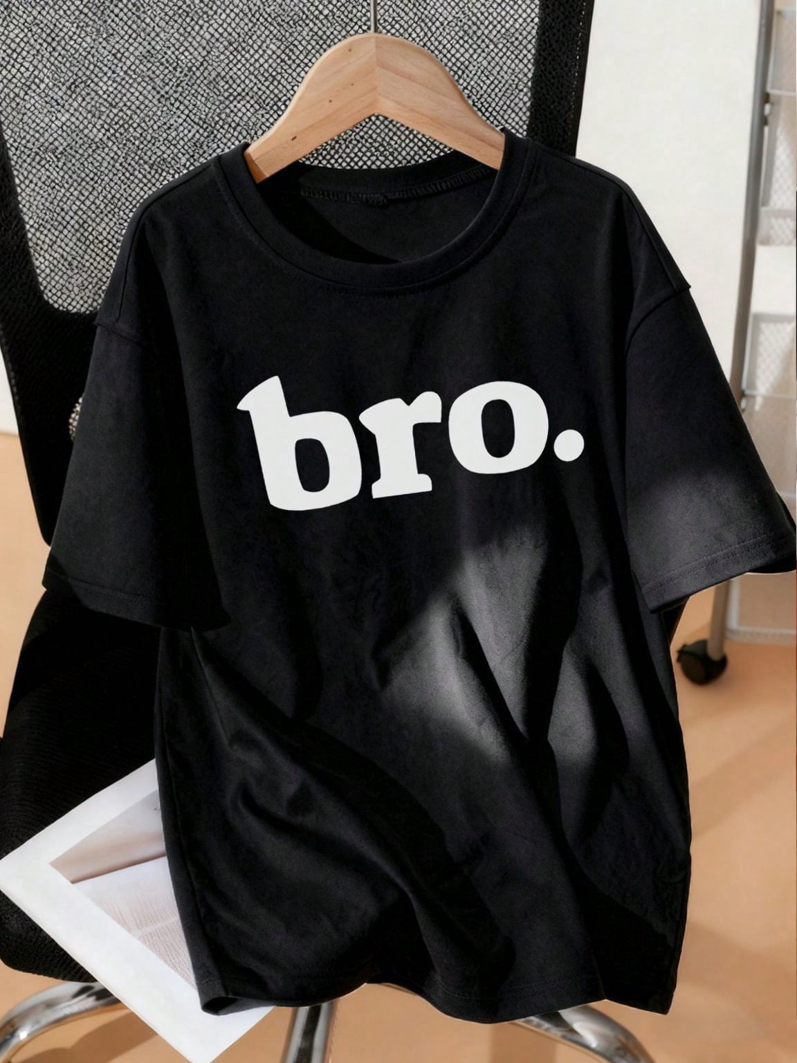 children’s wear Funny Bro. Text Graphic Black Cotton T-Shirt for Boys ...