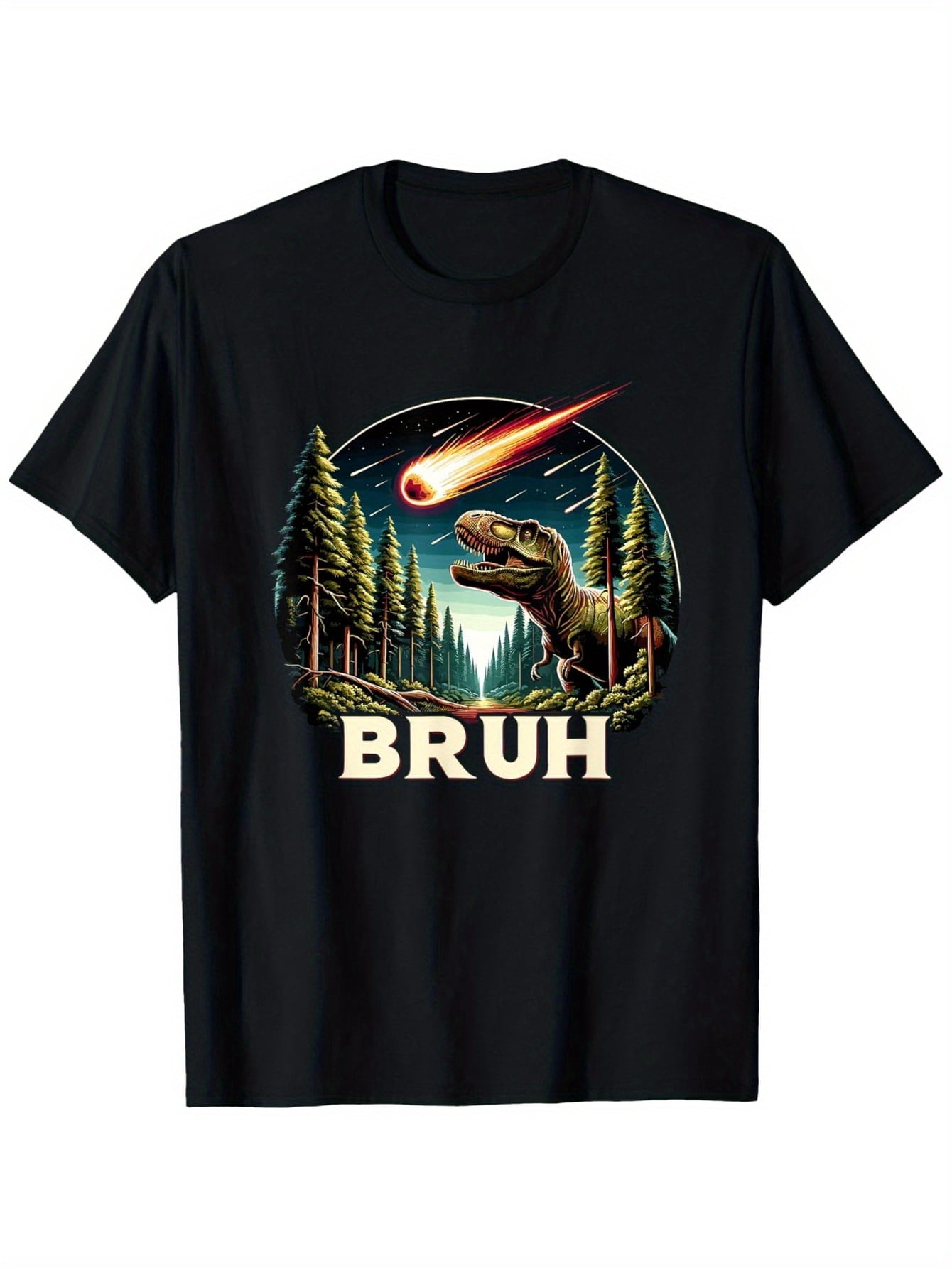 children’s wear Funny Bruh Dinosaur Meteor T-Rex Graphic Tee for Kids ...