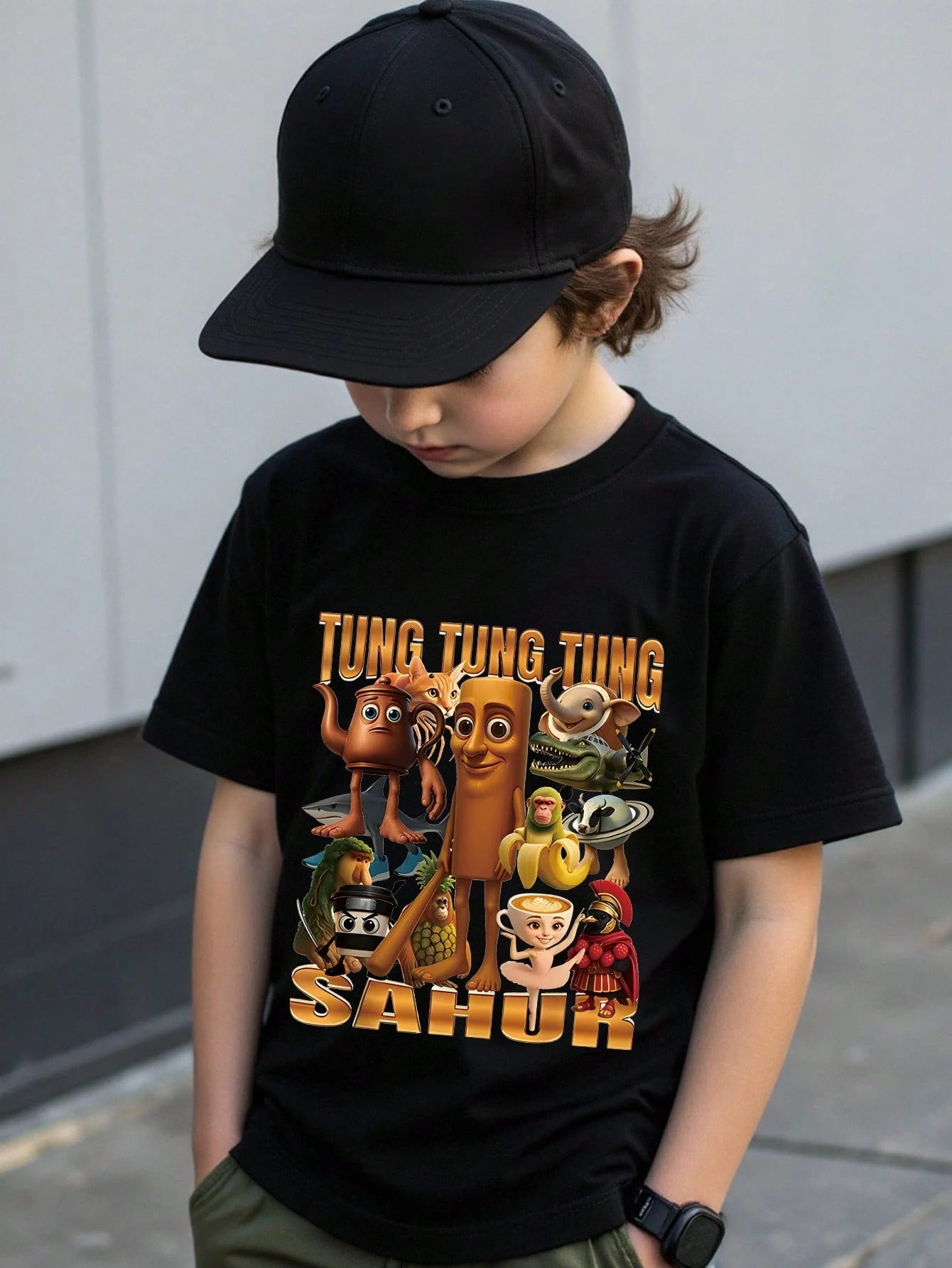 children’s wear Funny Cartoon Characters Tung Tung Tung Sahur Graphic T ...