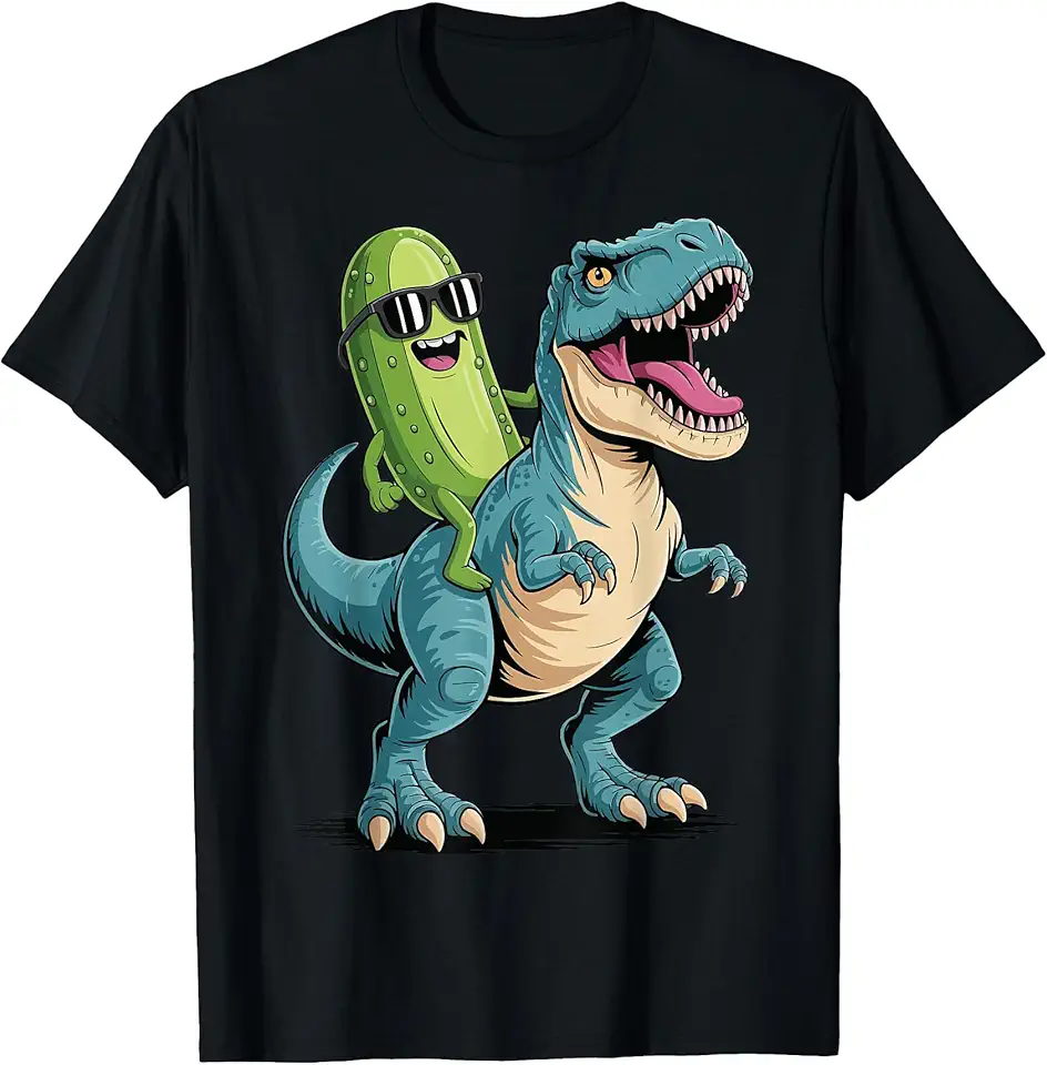children’s wear Funny Cool Pickle Riding Dinosaur T-Rex Graphic T-Shirt ...