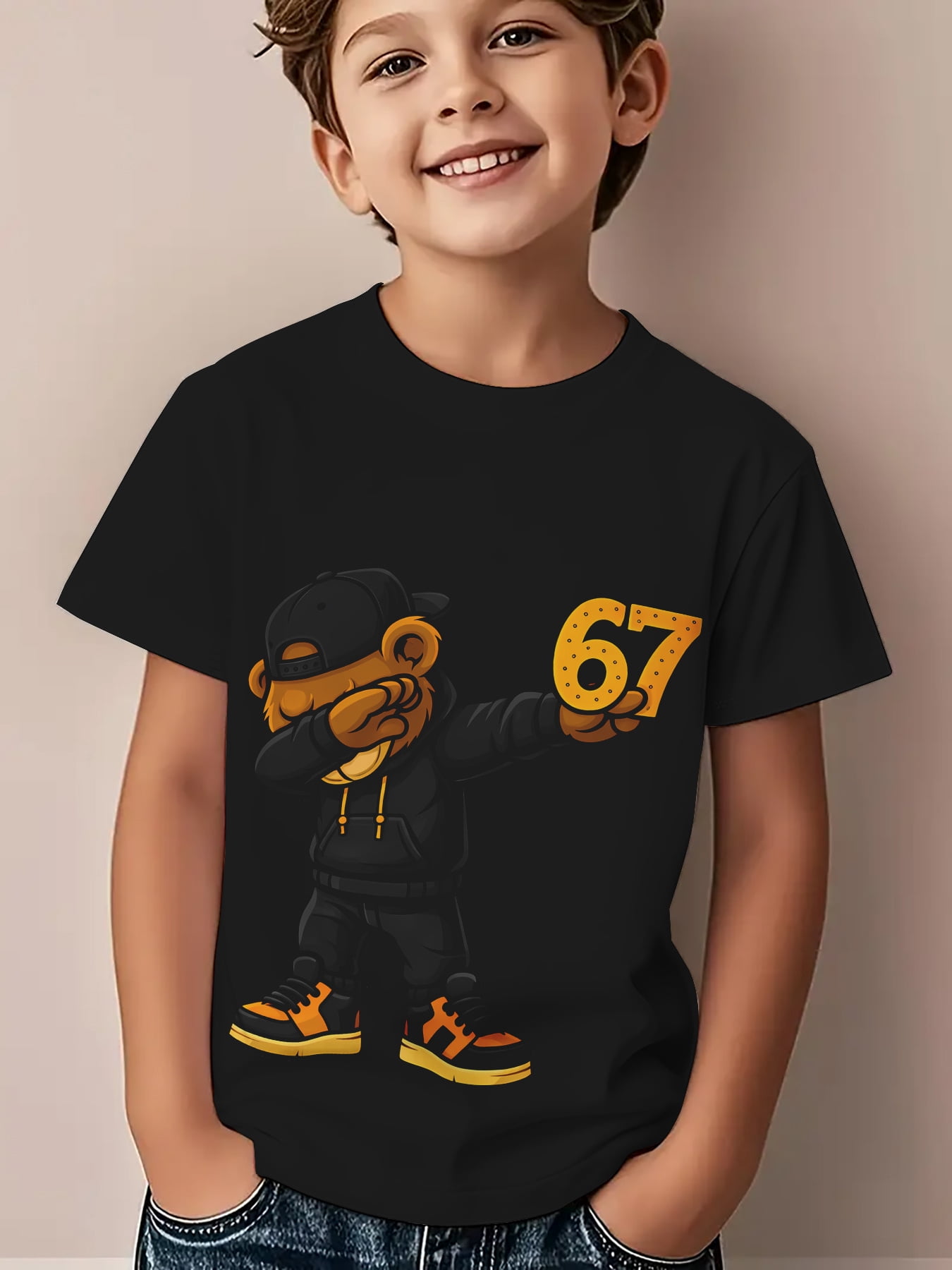 children’s wear Funny Dabbing Bear Number 67 Graphic T-Shirt for Boys ...
