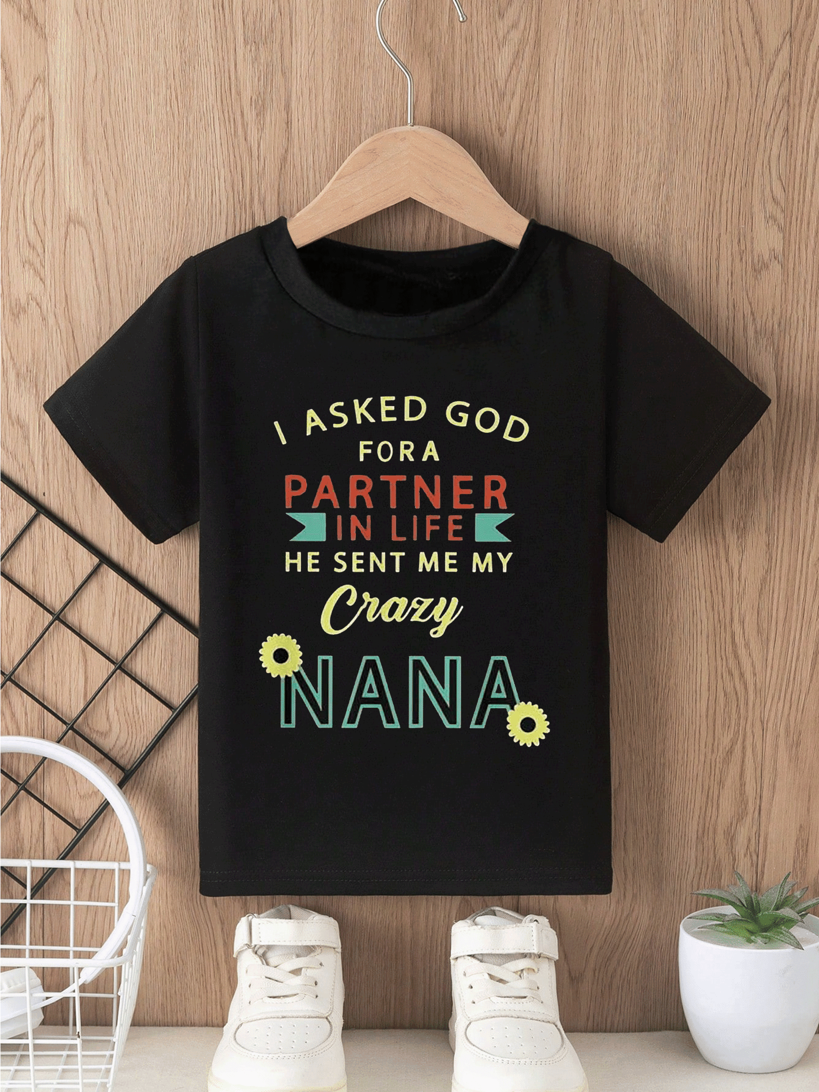 children’s wear Funny Kids T-Shirt I Asked God For A Partner He Sent Me ...