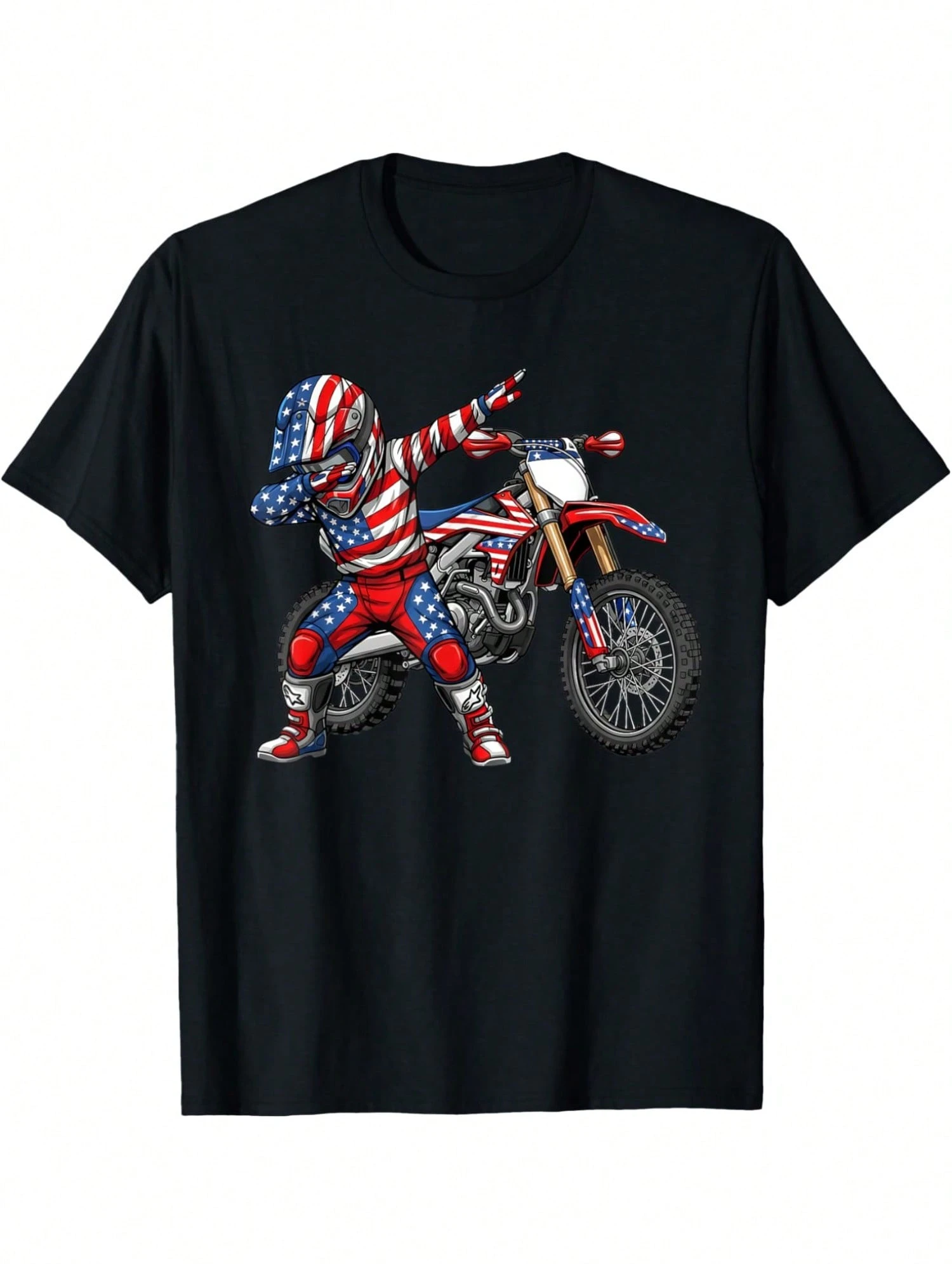 children’s wear Funny Patriotic American Flag Dabbing Motocross Rider ...