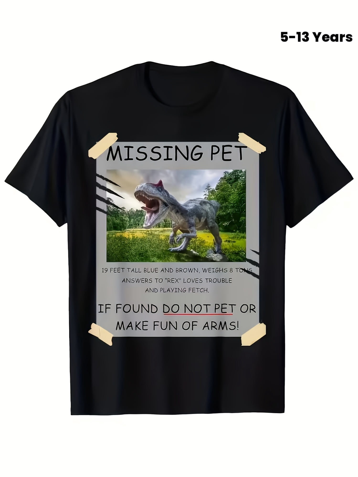 children’s wear Funny Roaring T-Rex Dinosaur Missing Pet Poster Graphic ...