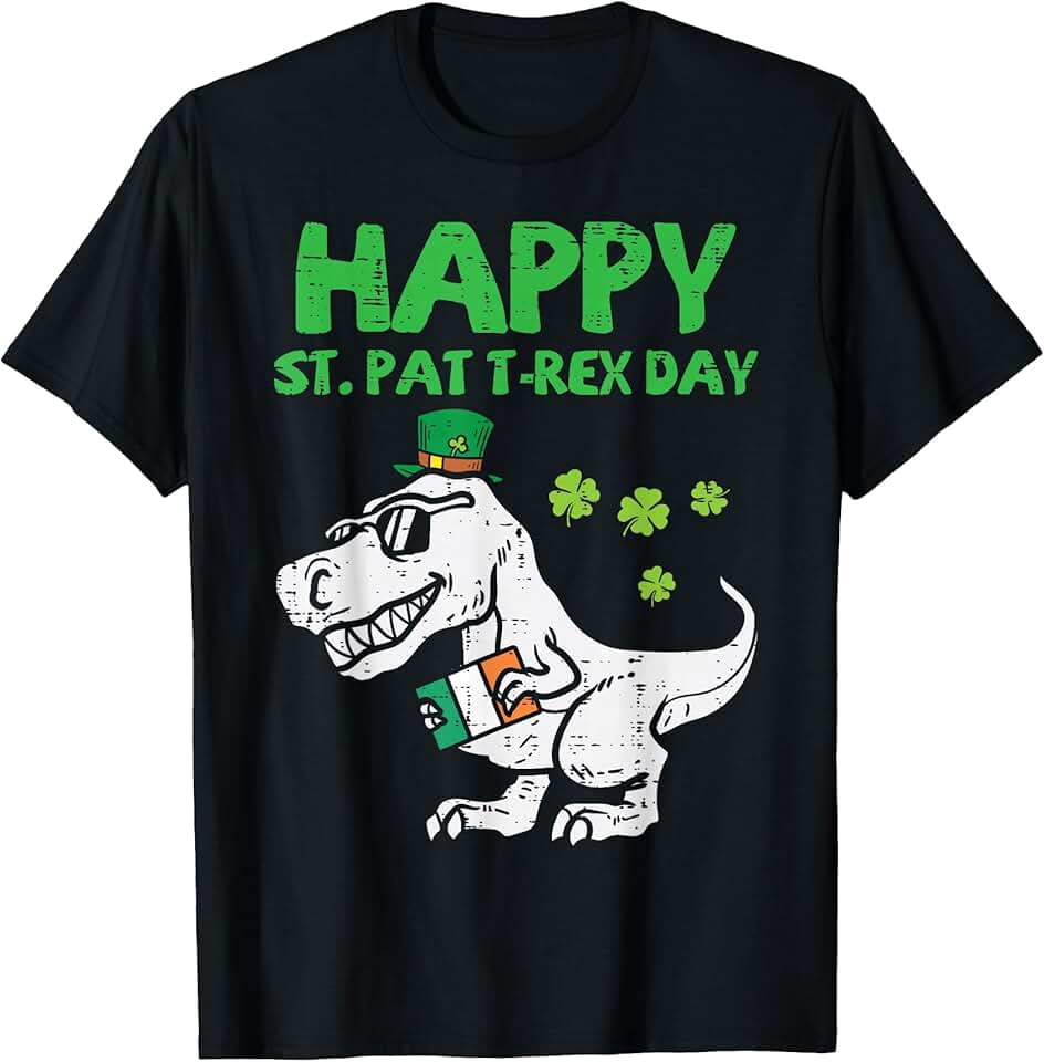 children's wear Happy St. Pat T-Rex Day Dinosaur Shamrock Graphic T ...