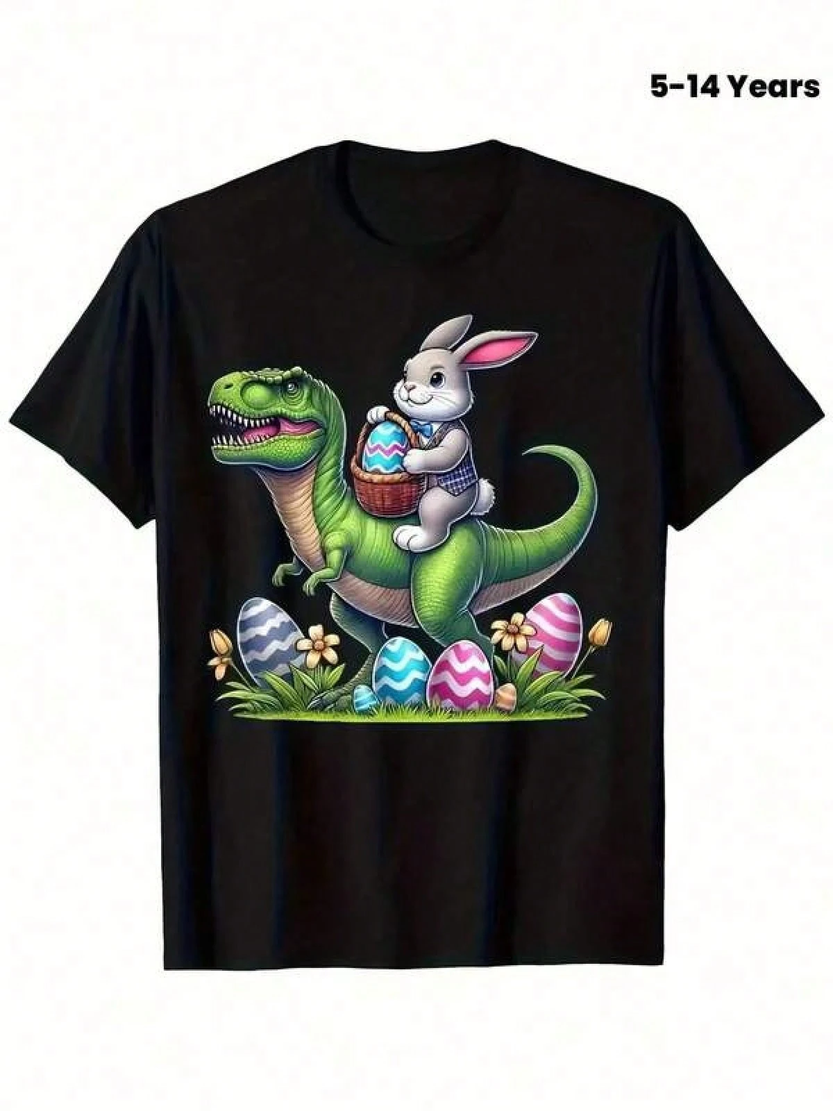 children’s wear Kid's Cute Funny Easter Dinosaur Riding Bunny T-Shirt ...