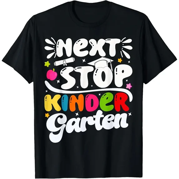 children’s wear Kids Colorful Graphic Next Stop Kindergarten T-Shirt ...