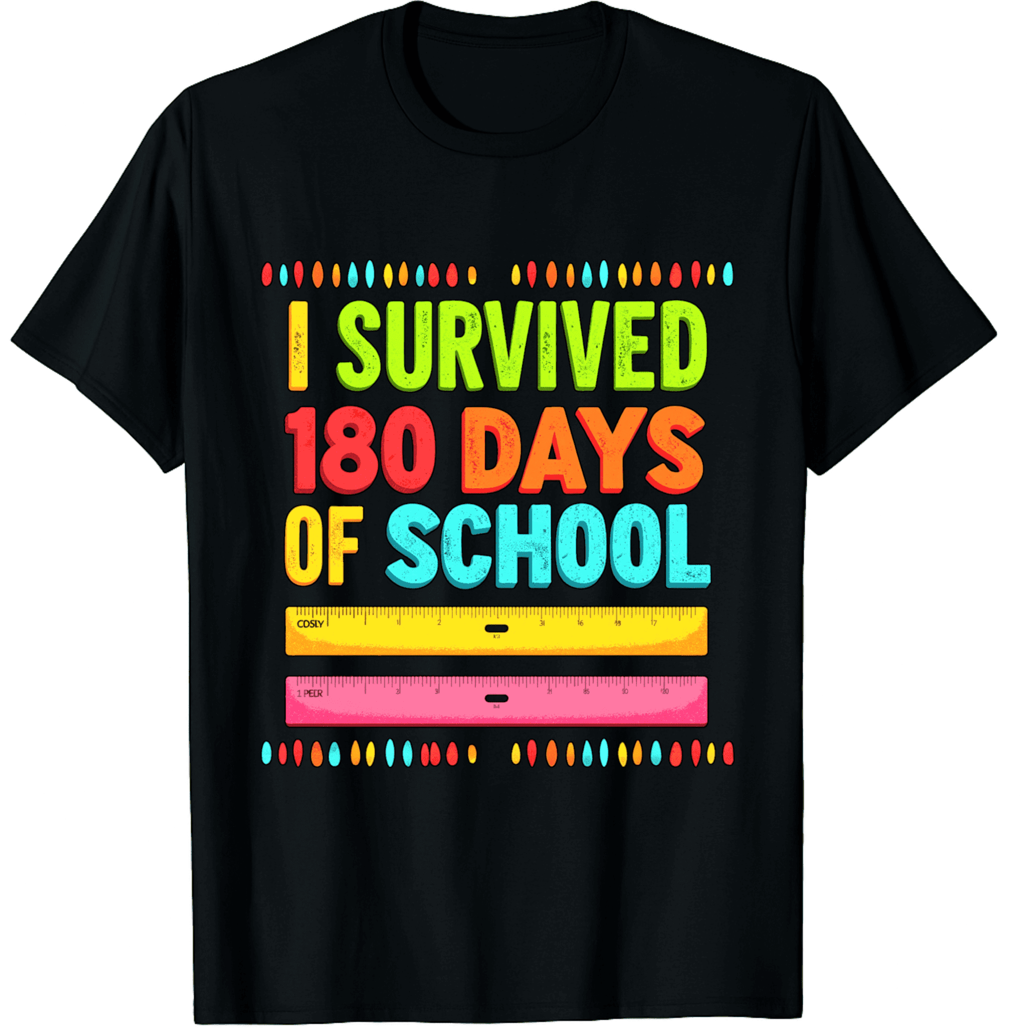 children’s wear Kids Colorful I Survived 180 Days of School T-Shirt ...