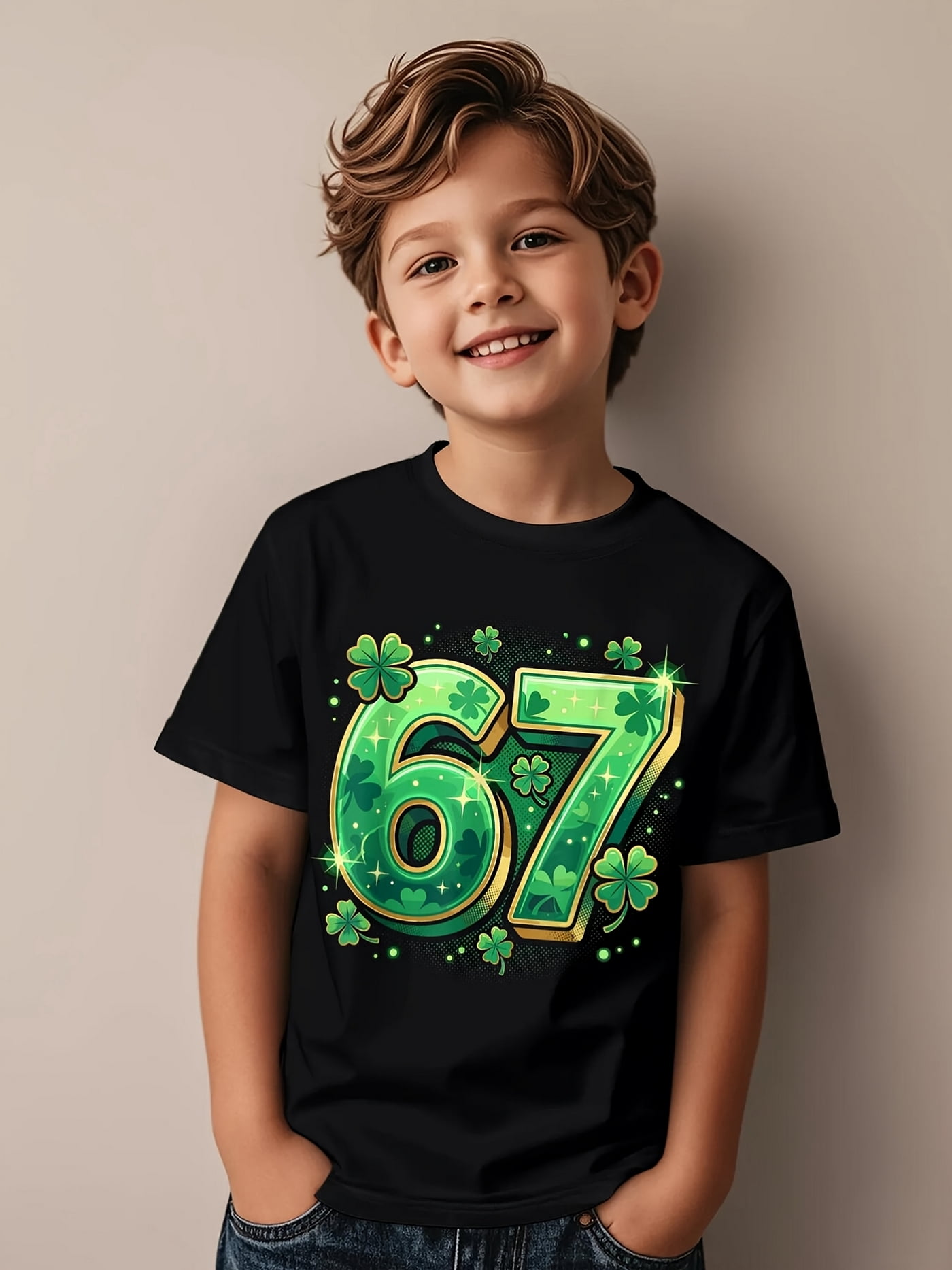 children’s wear Lucky Number 67 St. Patricks Day Green Shamrock Graphic ...