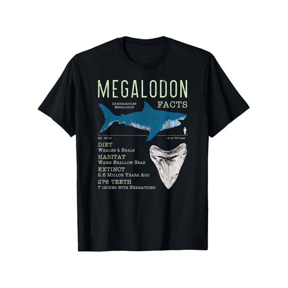 children’s wear Megalodon Facts Prehistoric Shark Science Graphic T ...
